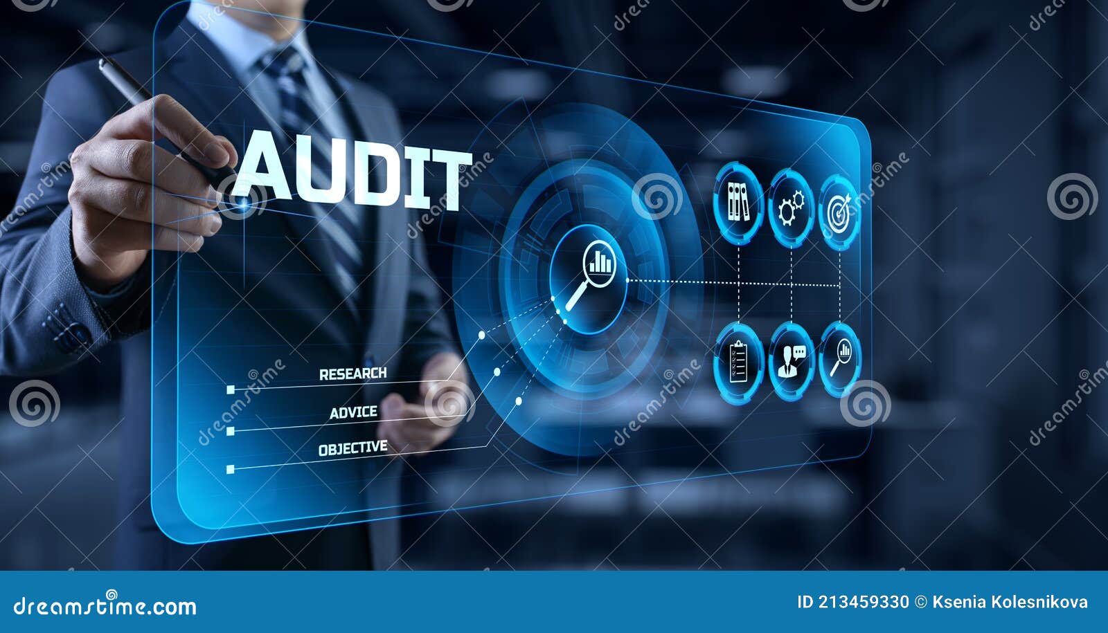 Audit Auditor Financial Service Compliance Concept on Screen. Stock ...