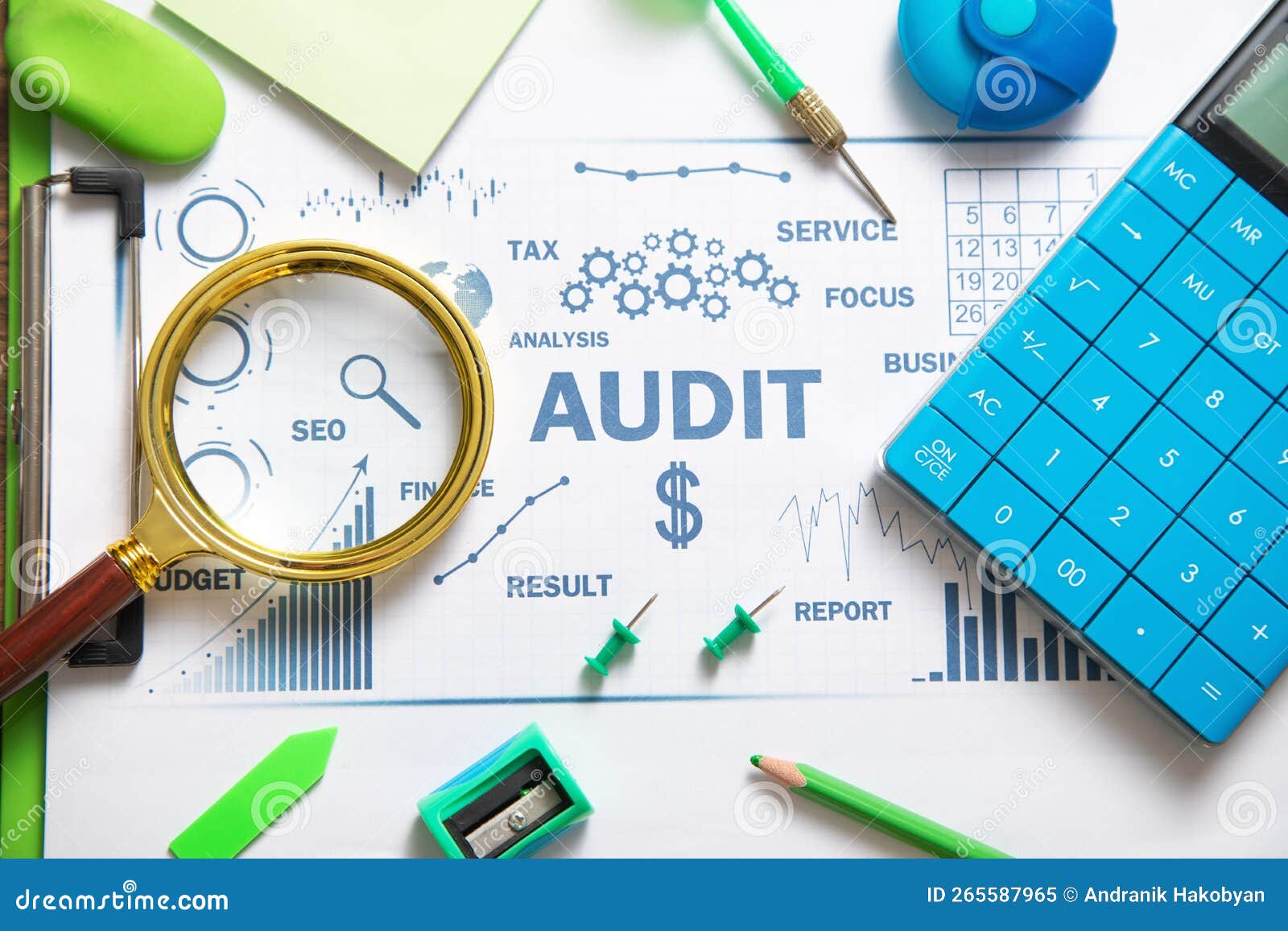Audit. Business Charts, Objects, Graphs and Words Stock Image - Image ...
