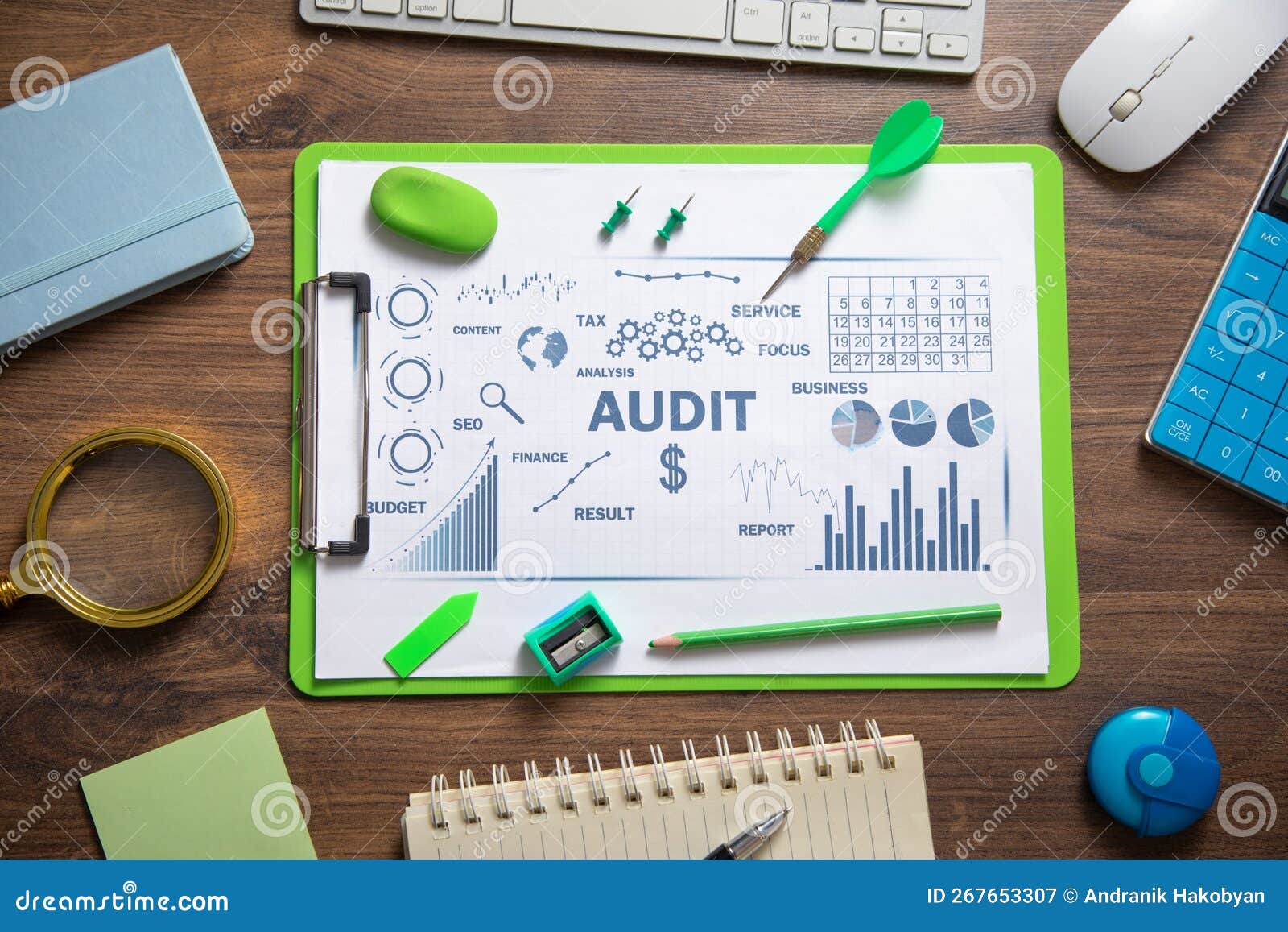 Audit. Business Charts, Objects, Graphs and Words Stock Image - Image ...
