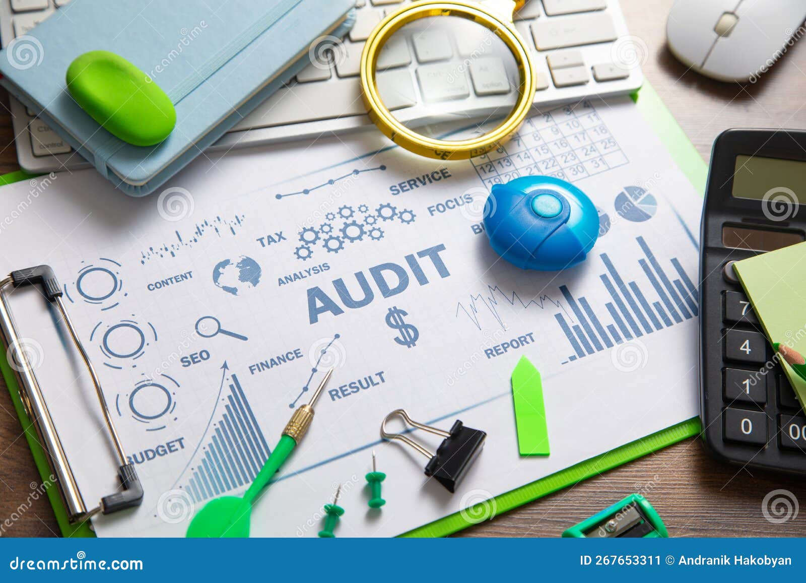 Audit. Business Charts, Objects, Graphs and Words Stock Image - Image ...