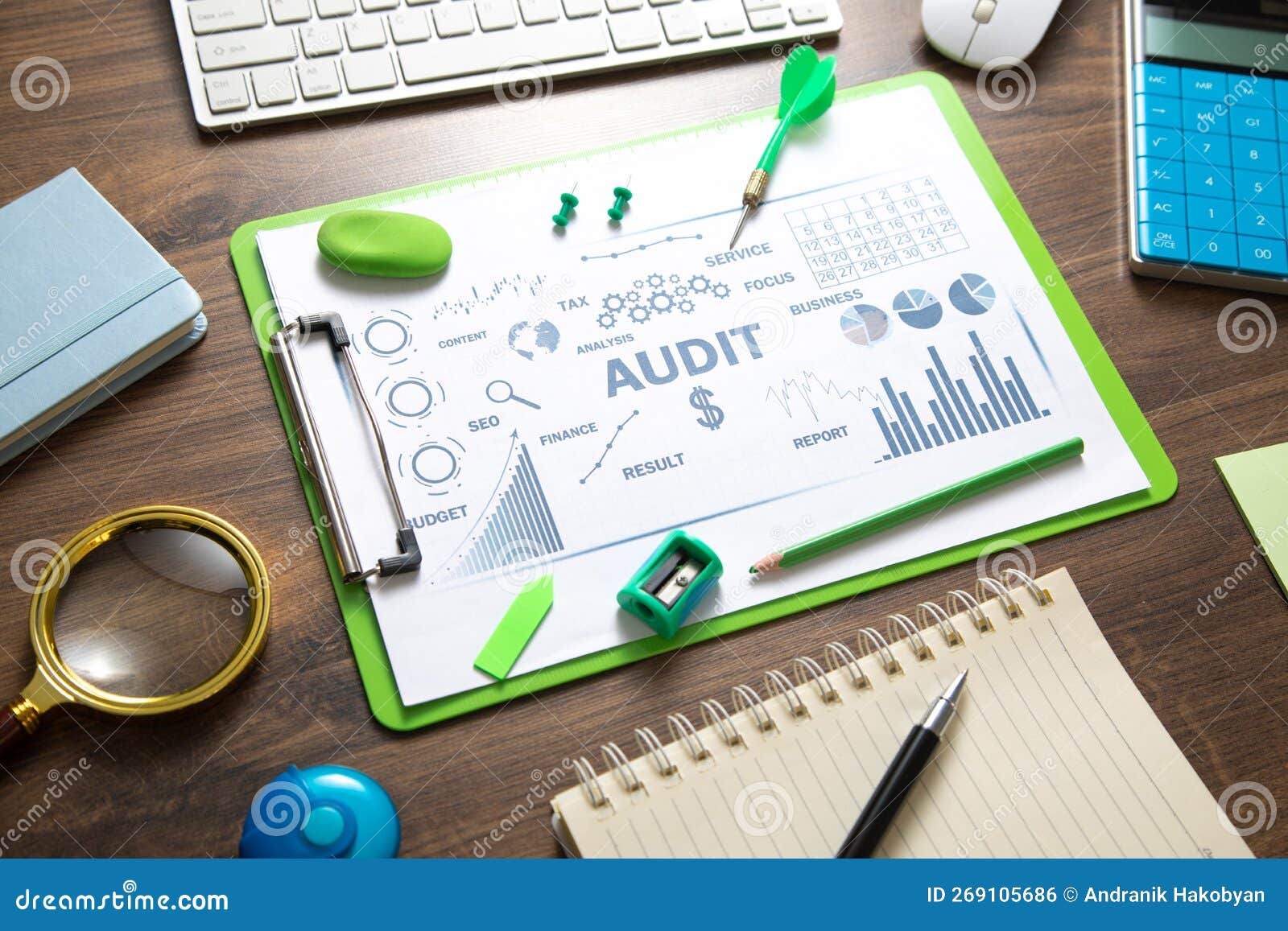 Audit. Business Charts, Objects, Graphs and Words Stock Photo - Image ...