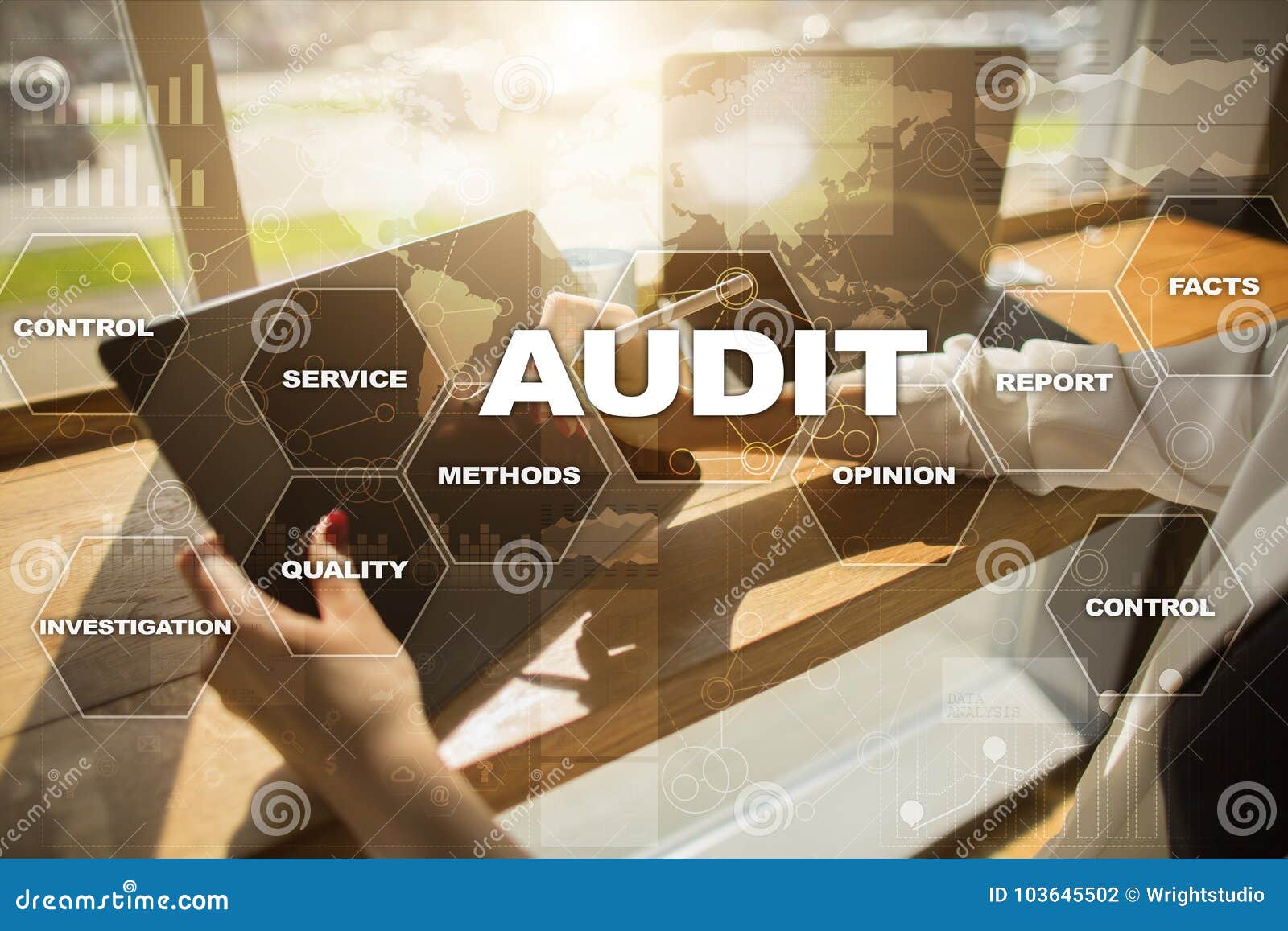 Audit Business Concept. Auditor. Compliance. Virtual Screen Technology ...