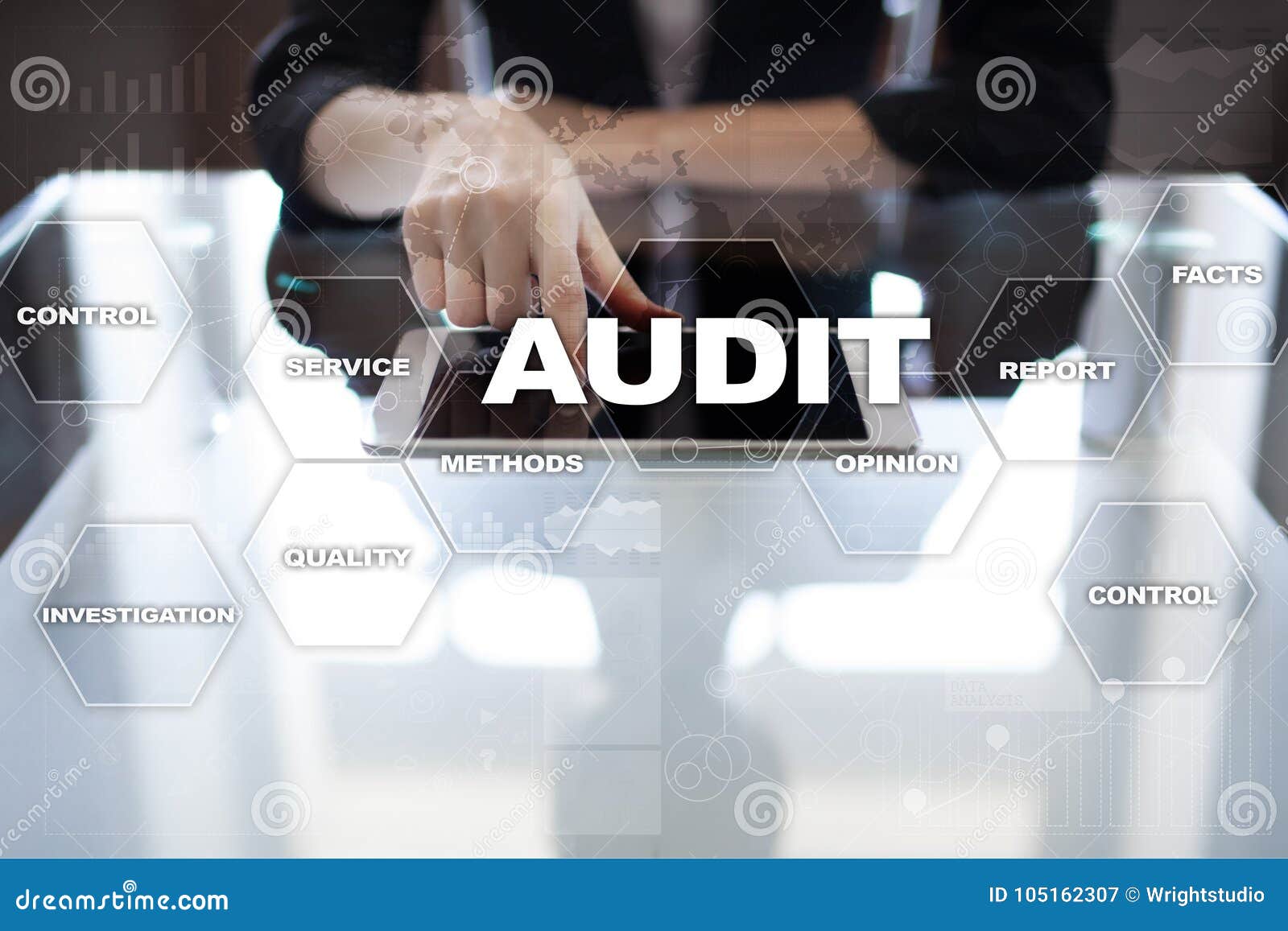 Audit Business Concept. Auditor. Compliance. Virtual Screen Technology ...