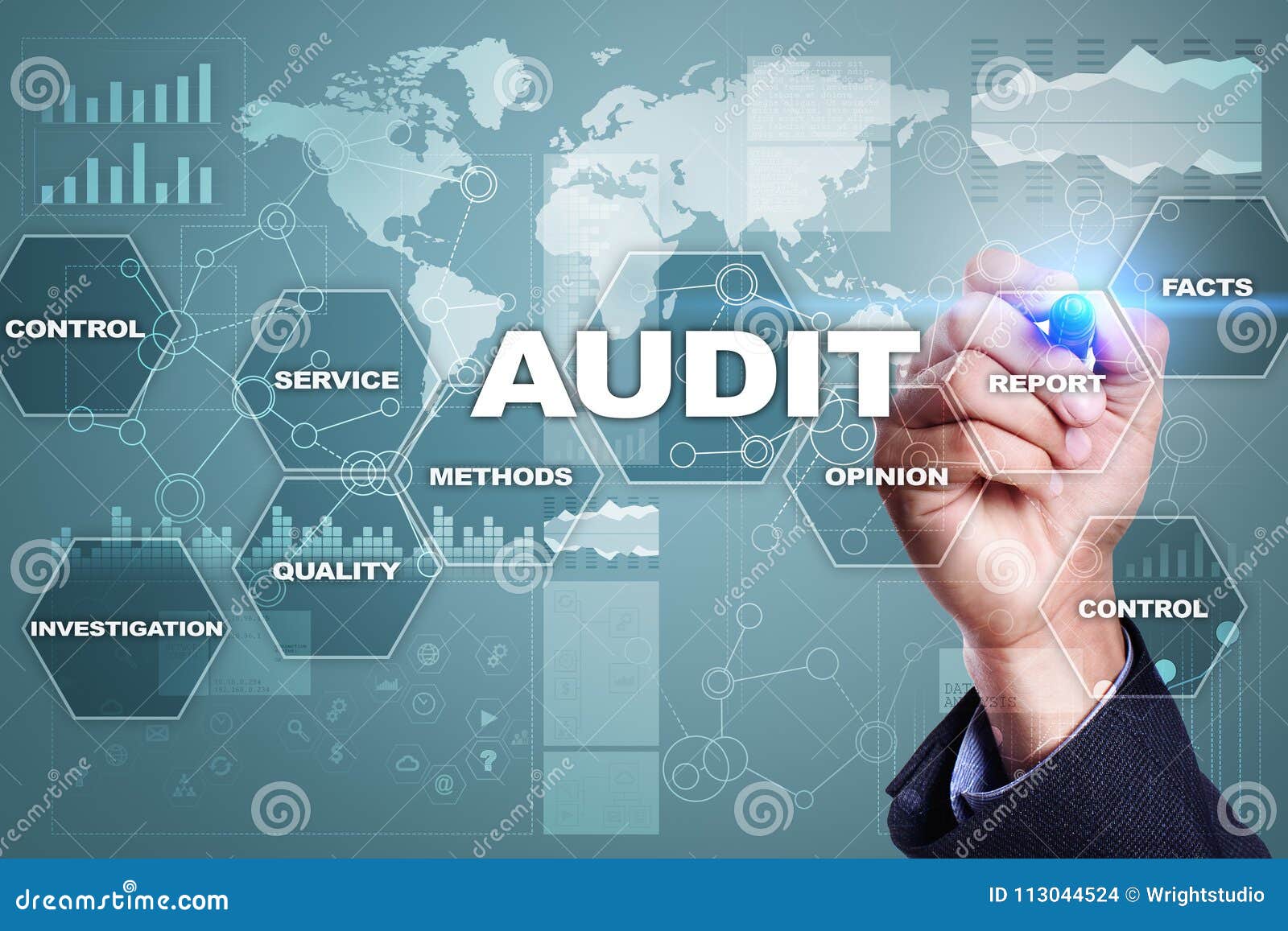Audit Business Concept. Auditor. Compliance. Virtual Screen Technology ...