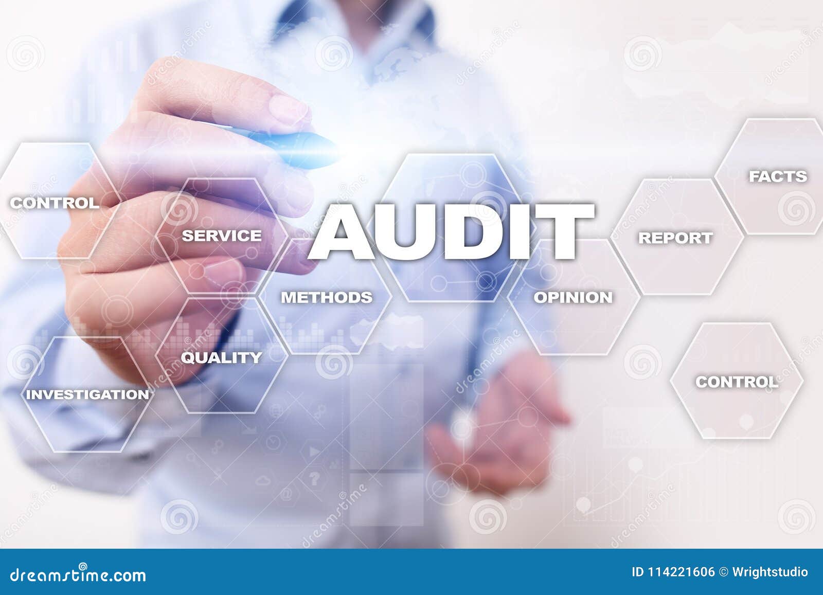 Audit Business Concept. Auditor. Compliance. Virtual Screen Technology ...