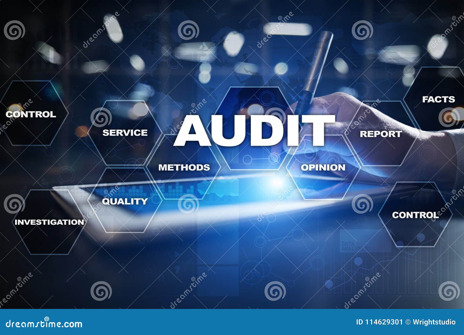 Audit Business Concept. Auditor. Compliance. Virtual Screen Technology ...