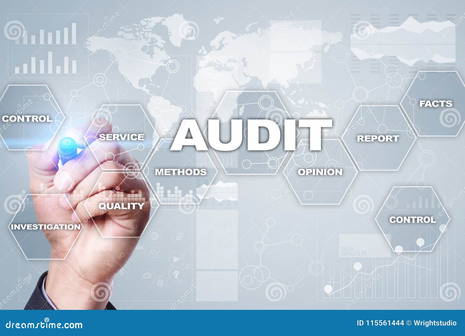 Audit Business Concept. Auditor. Compliance. Virtual Screen Technology ...