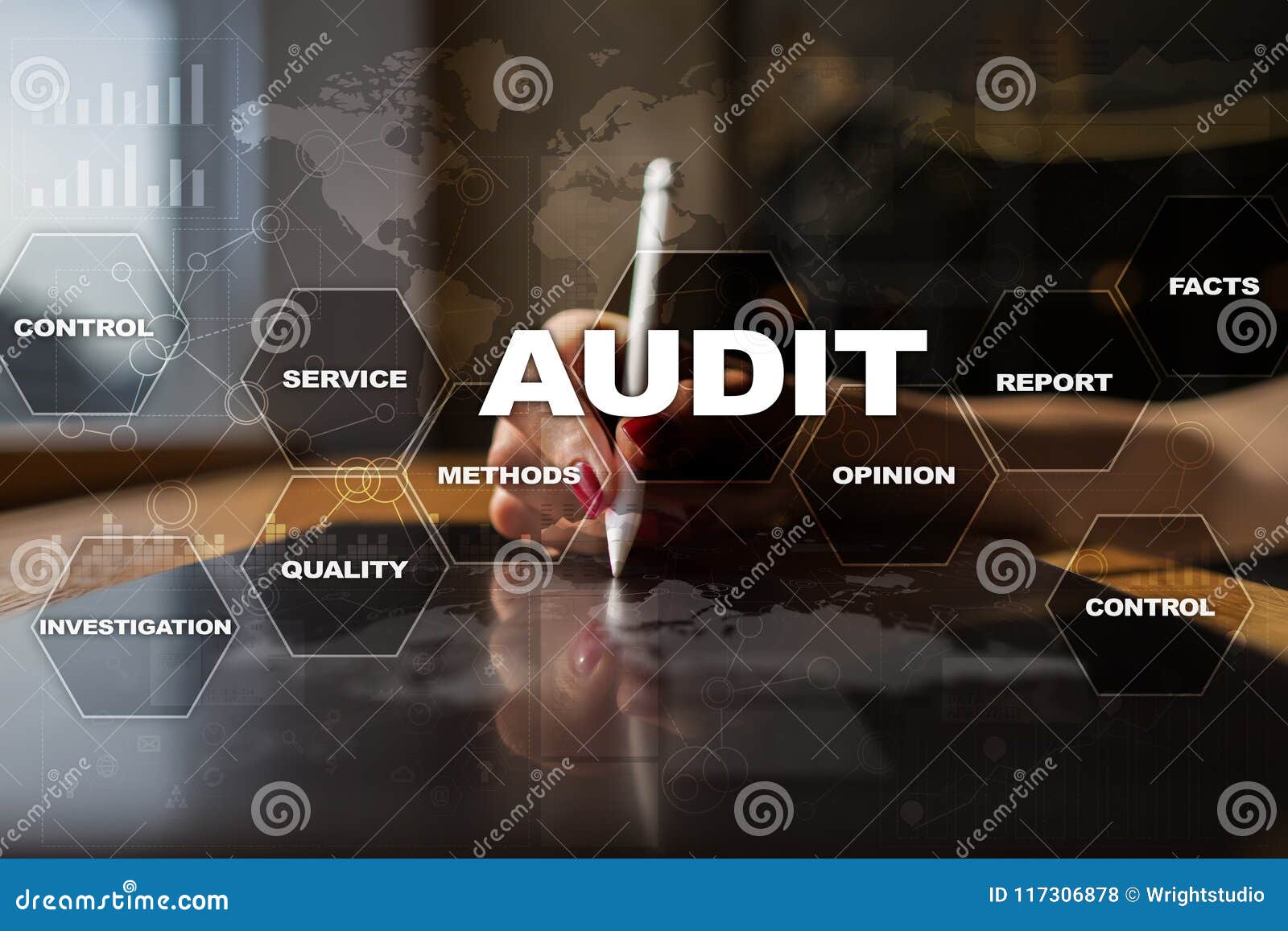 Audit Business Concept. Auditor. Compliance. Virtual Screen Technology ...