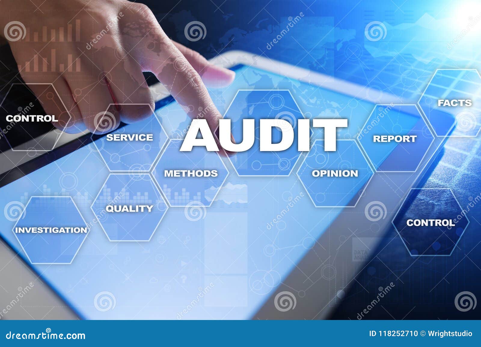 Audit Business Concept. Auditor. Compliance. Virtual Screen Technology ...