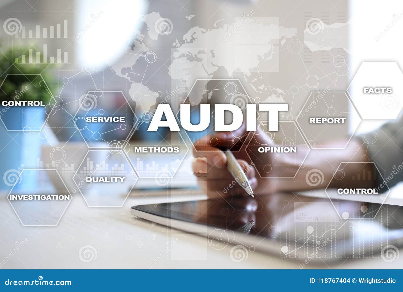 Audit Business Concept. Auditor. Compliance. Virtual Screen Technology ...