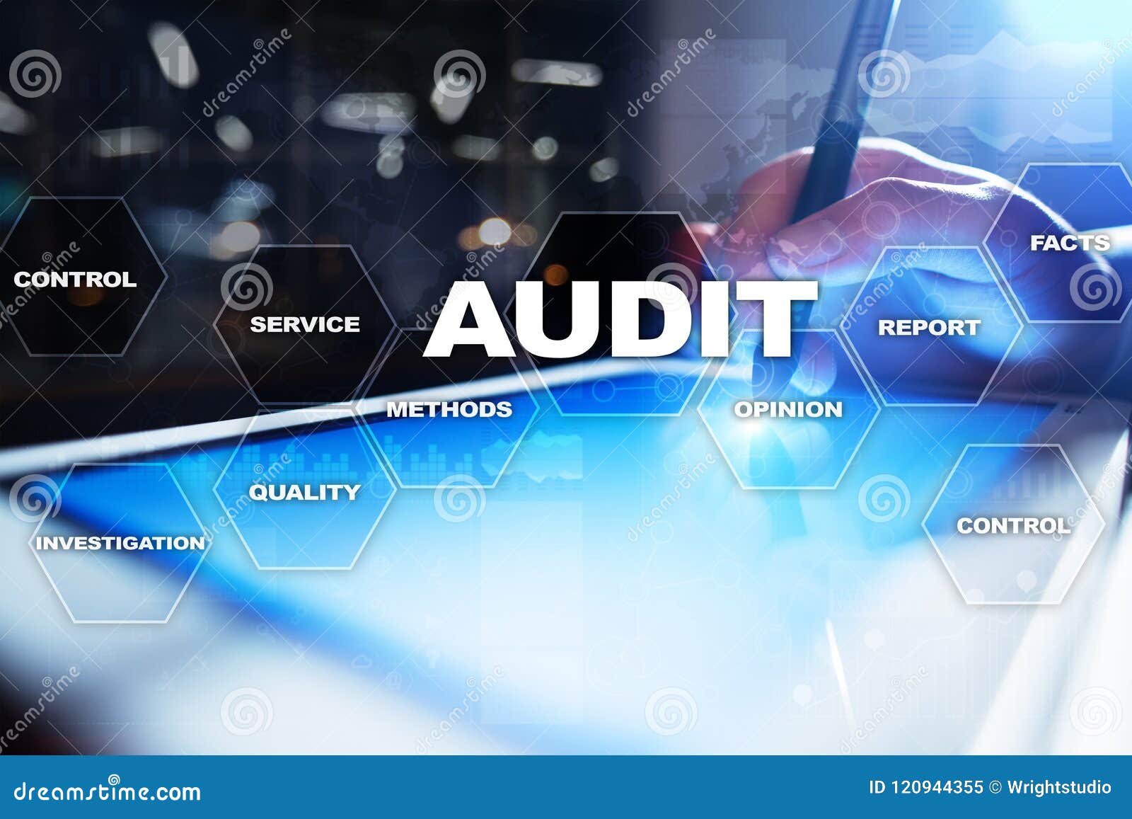 Audit Business Concept. Auditor. Compliance. Virtual Screen Technology ...
