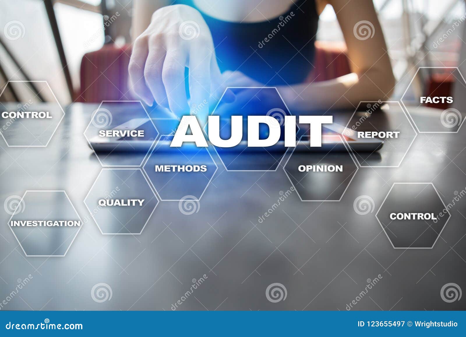 Audit Business Concept. Auditor. Compliance. Virtual Screen Technology ...