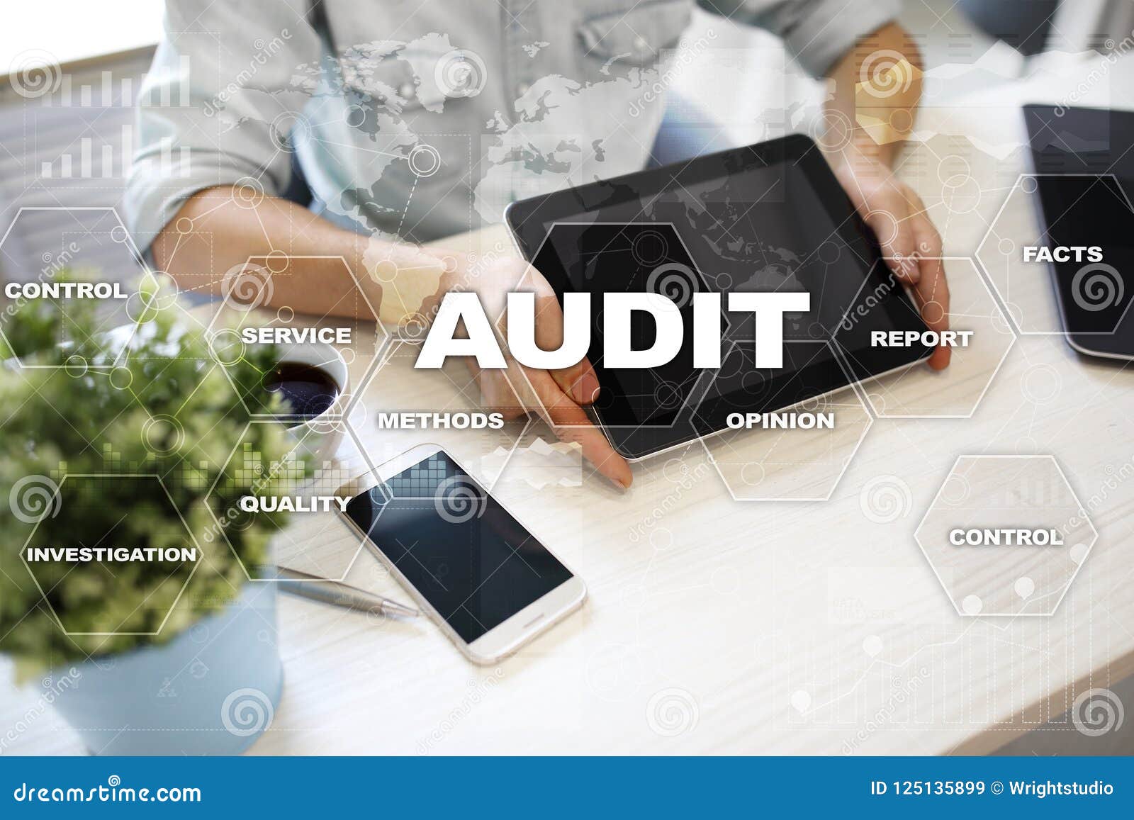 Audit Business Concept. Auditor. Compliance. Virtual Screen Technology ...