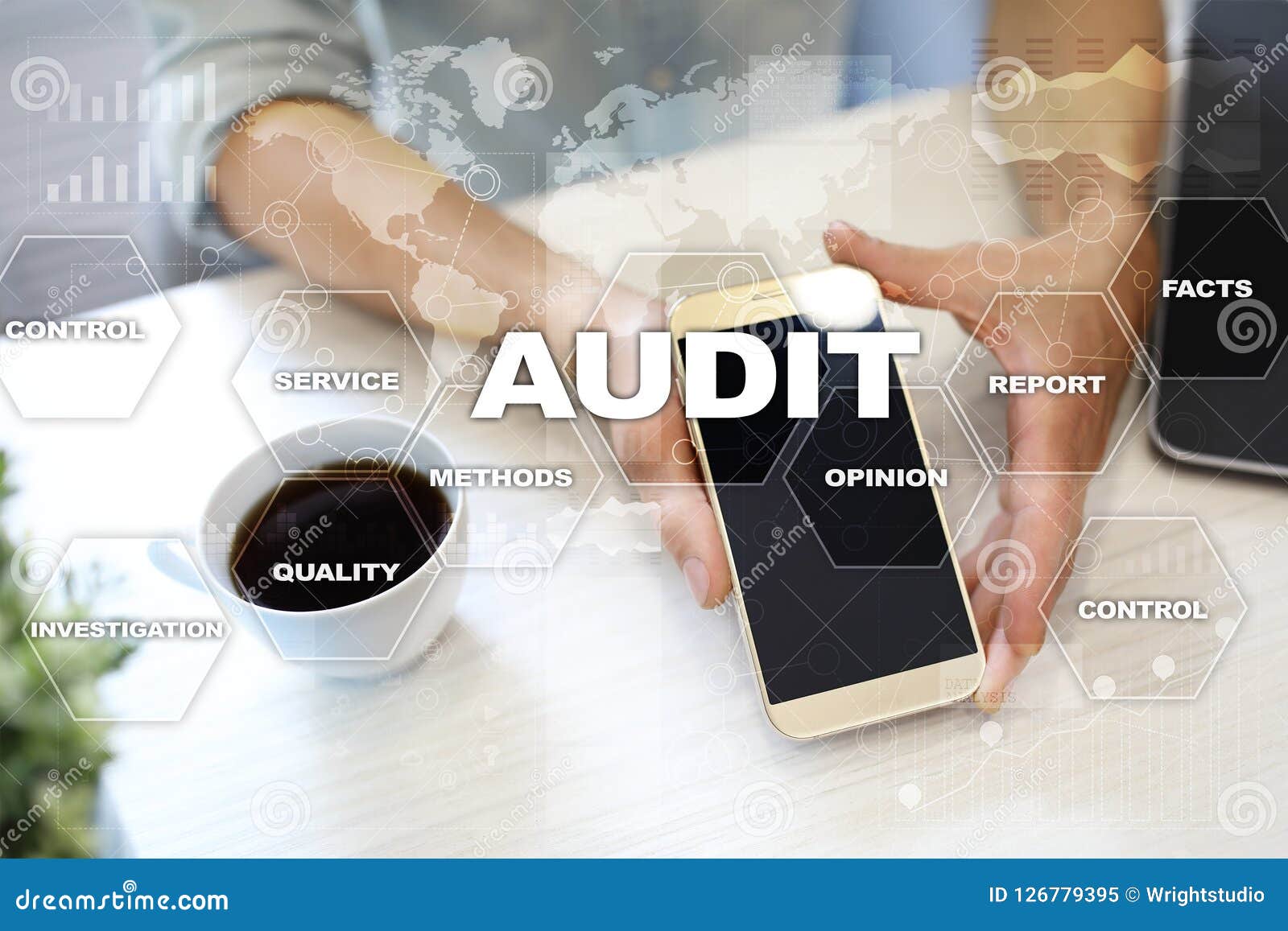 Audit Business Concept. Auditor. Compliance. Virtual Screen Technology ...