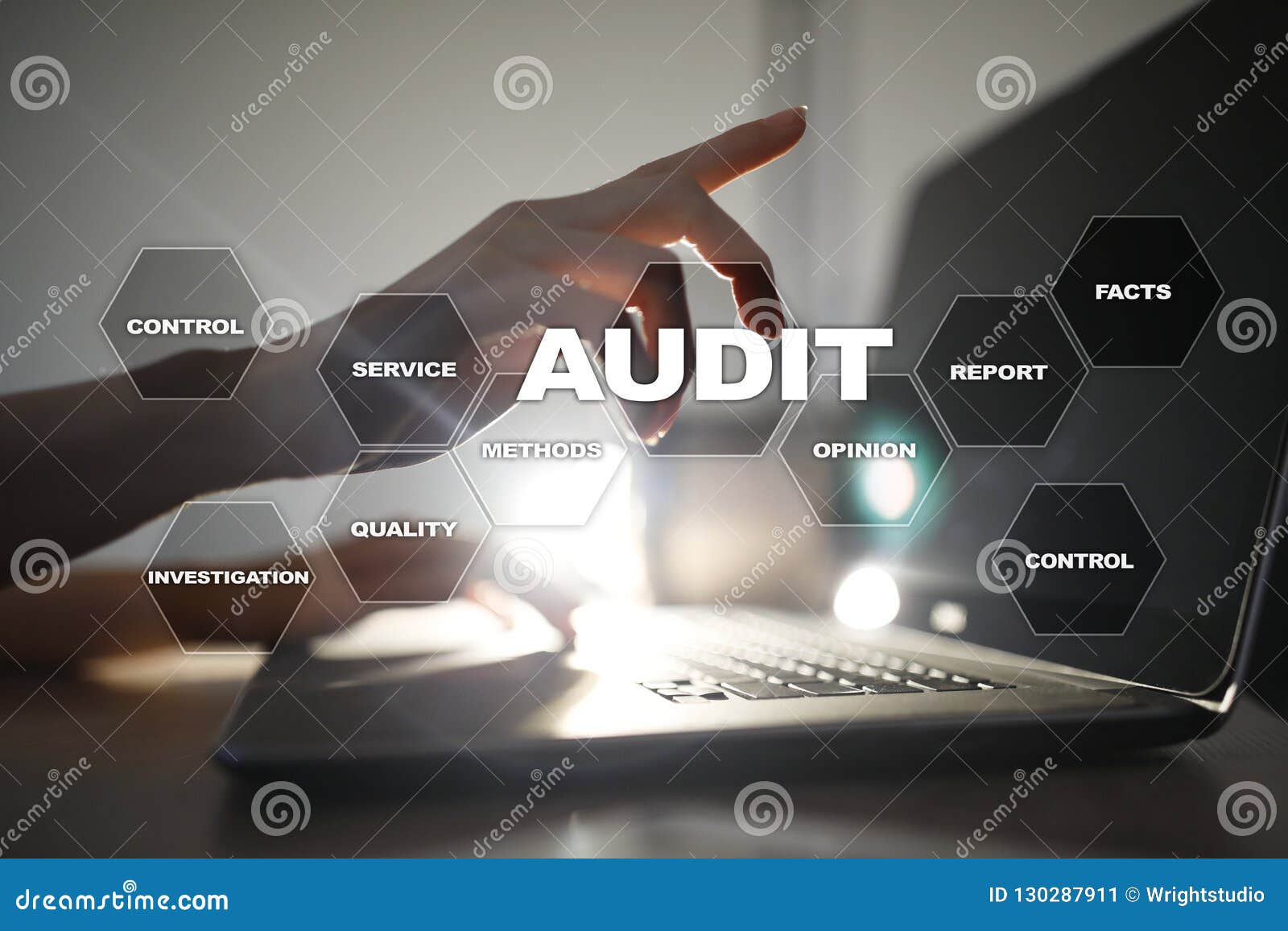 Audit Business Concept. Auditor. Compliance. Virtual Screen Technology ...