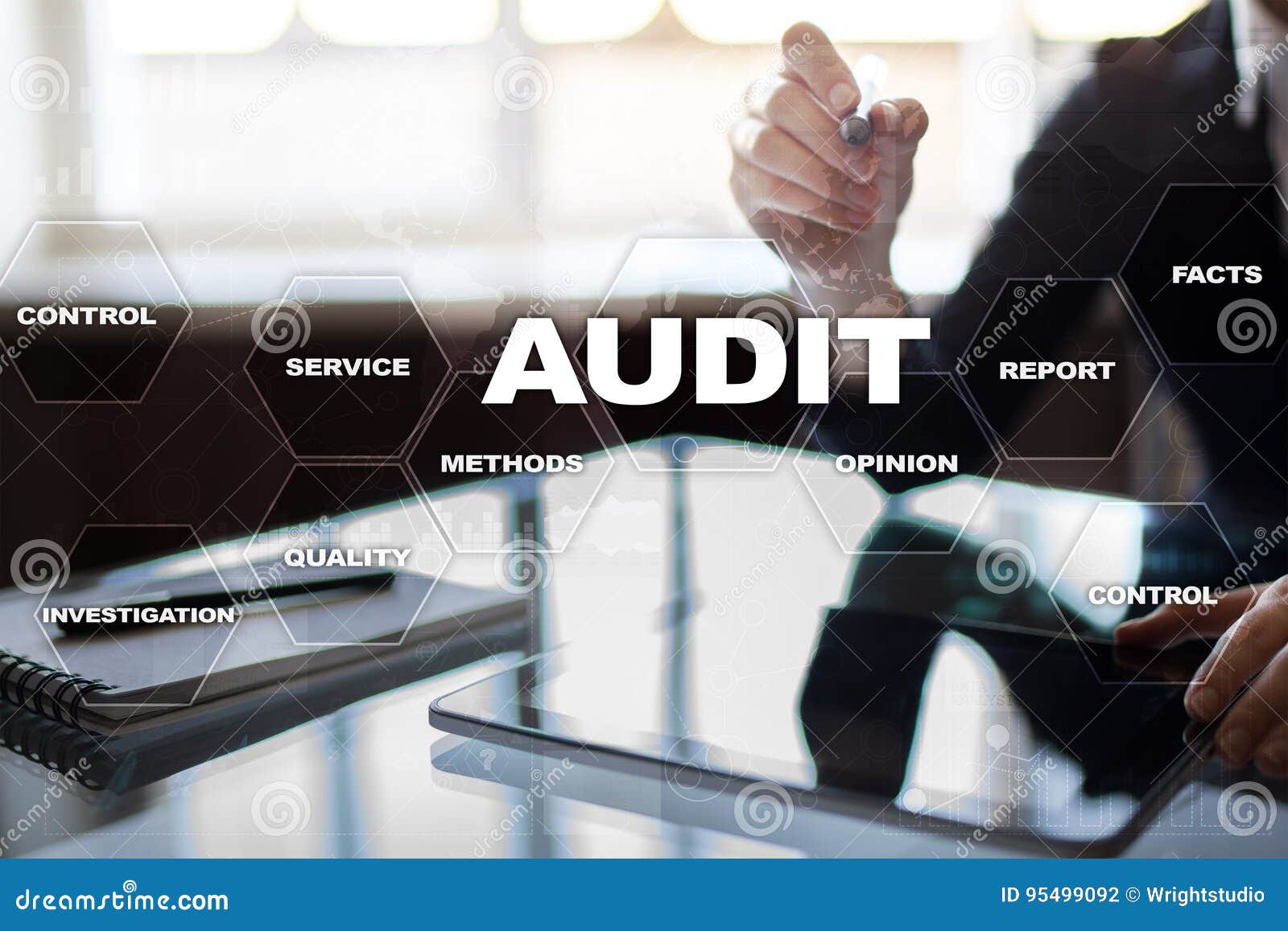 Audit Business Concept. Auditor. Compliance. Virtual Screen Technology ...