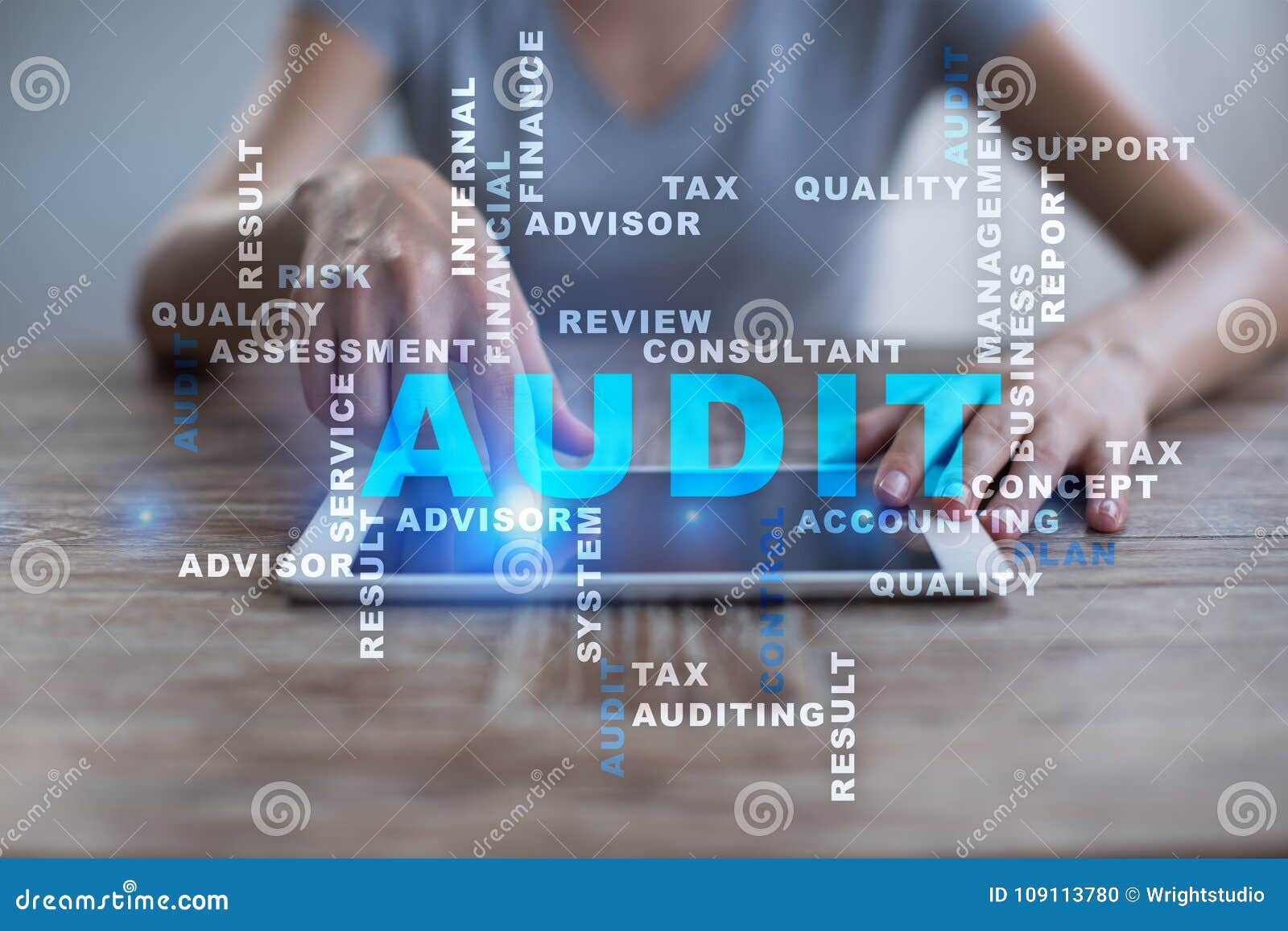 Audit Business Concept. Auditor. Compliance. Virtual Screen Technology ...