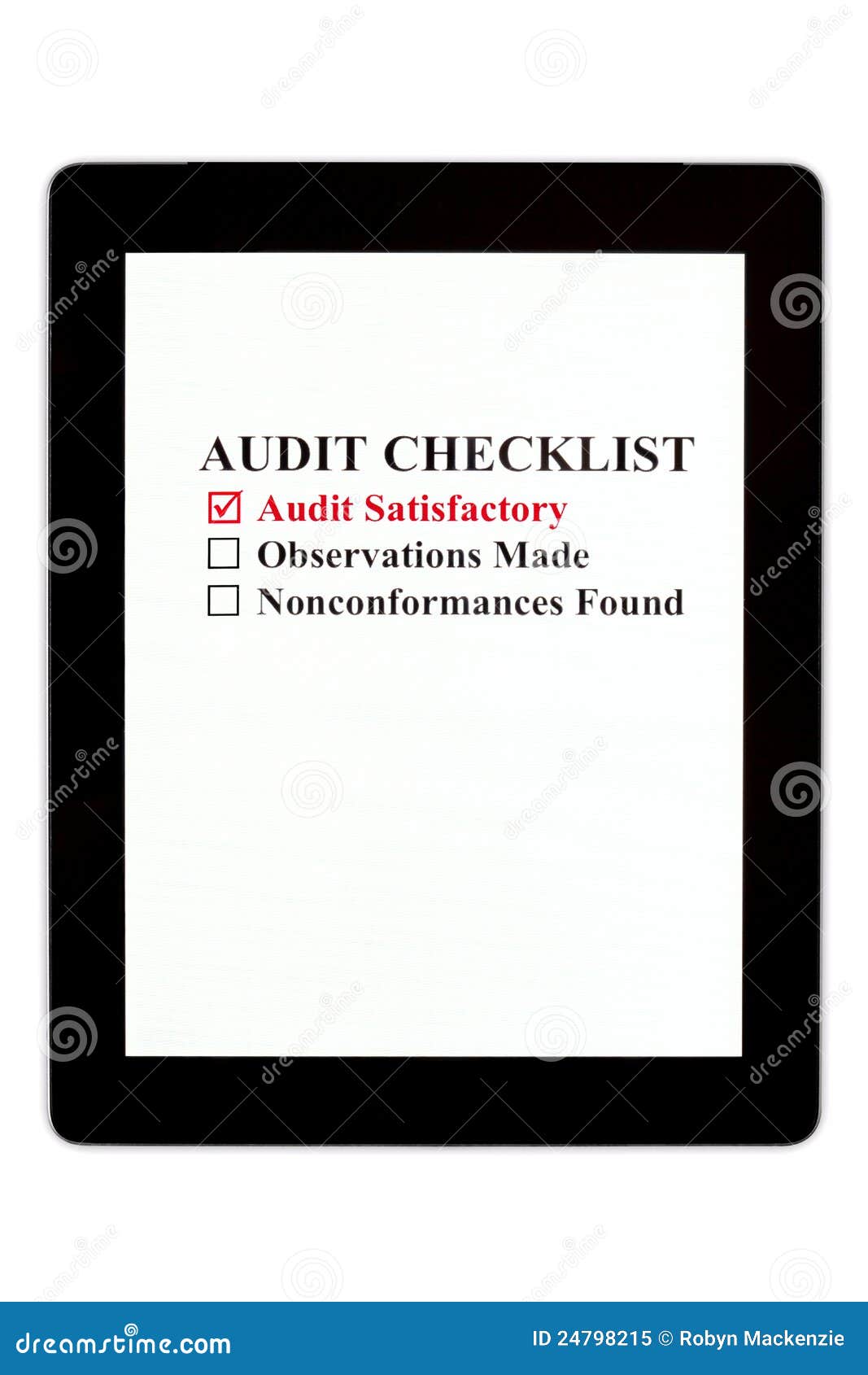 Audit Checklist on Digital Tablet Stock Image - Image of checklist ...