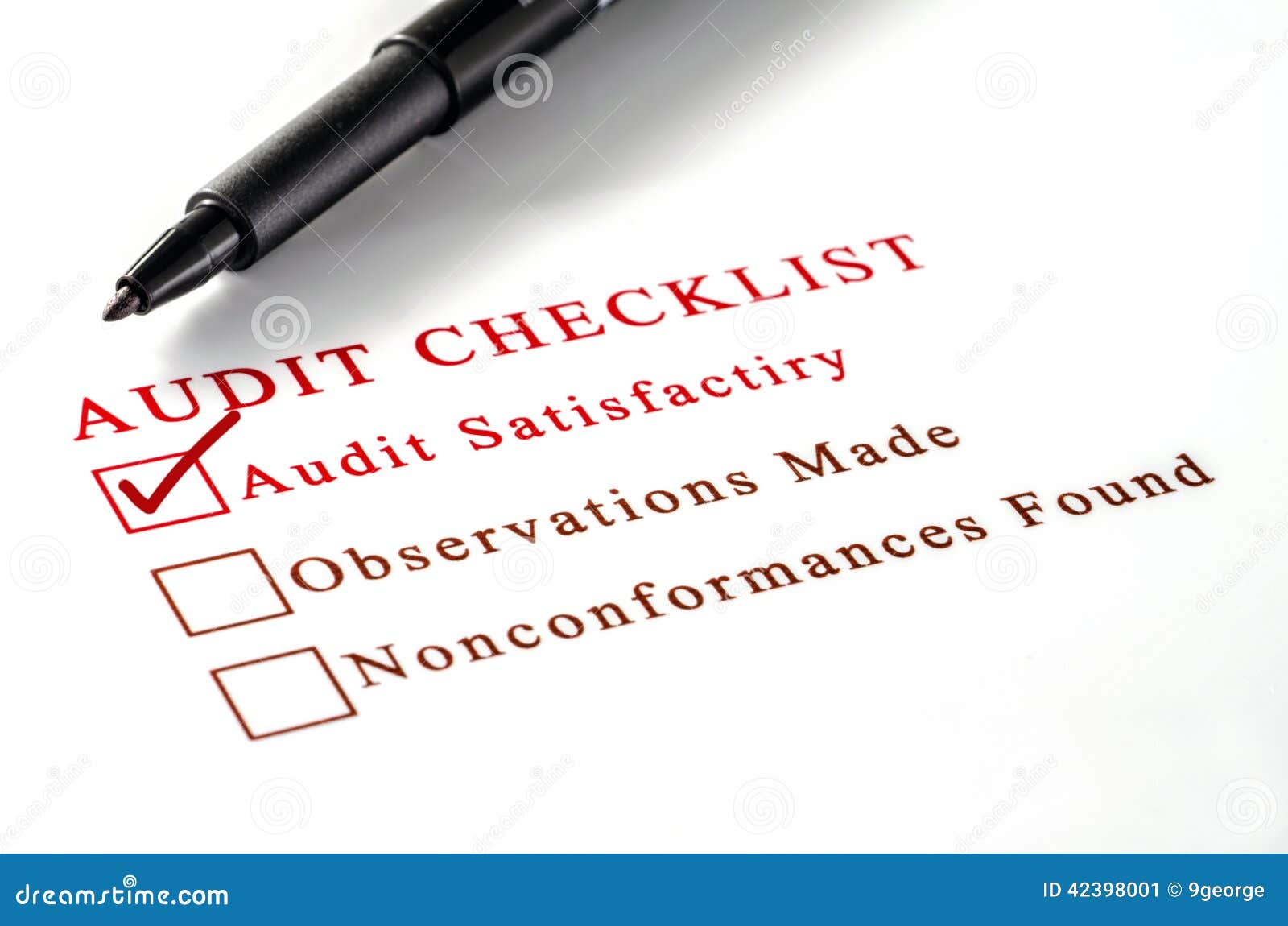 Audit Checklist, with Tick Against on White Paper. Stock Image - Image ...