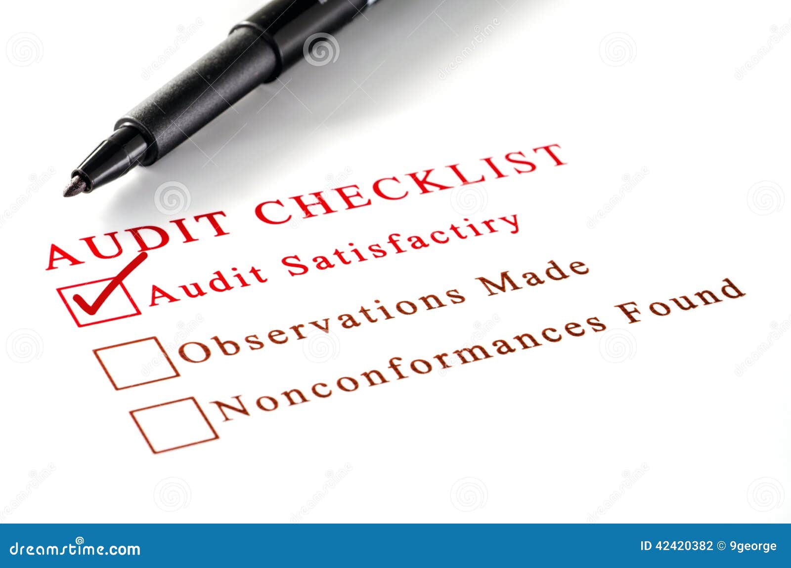 Audit Checklist, with Tick Against on White Paper. Stock Photo - Image ...
