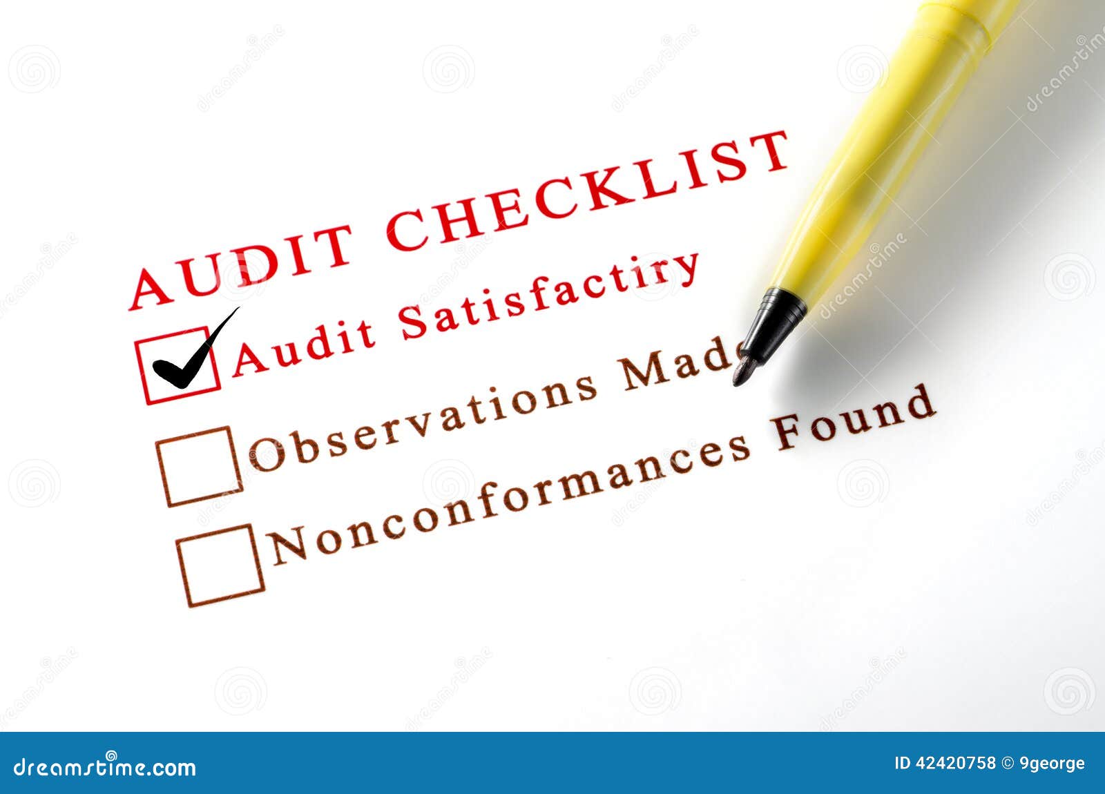 Audit Checklist, with Tick Against on White Paper. Stock Photo - Image ...