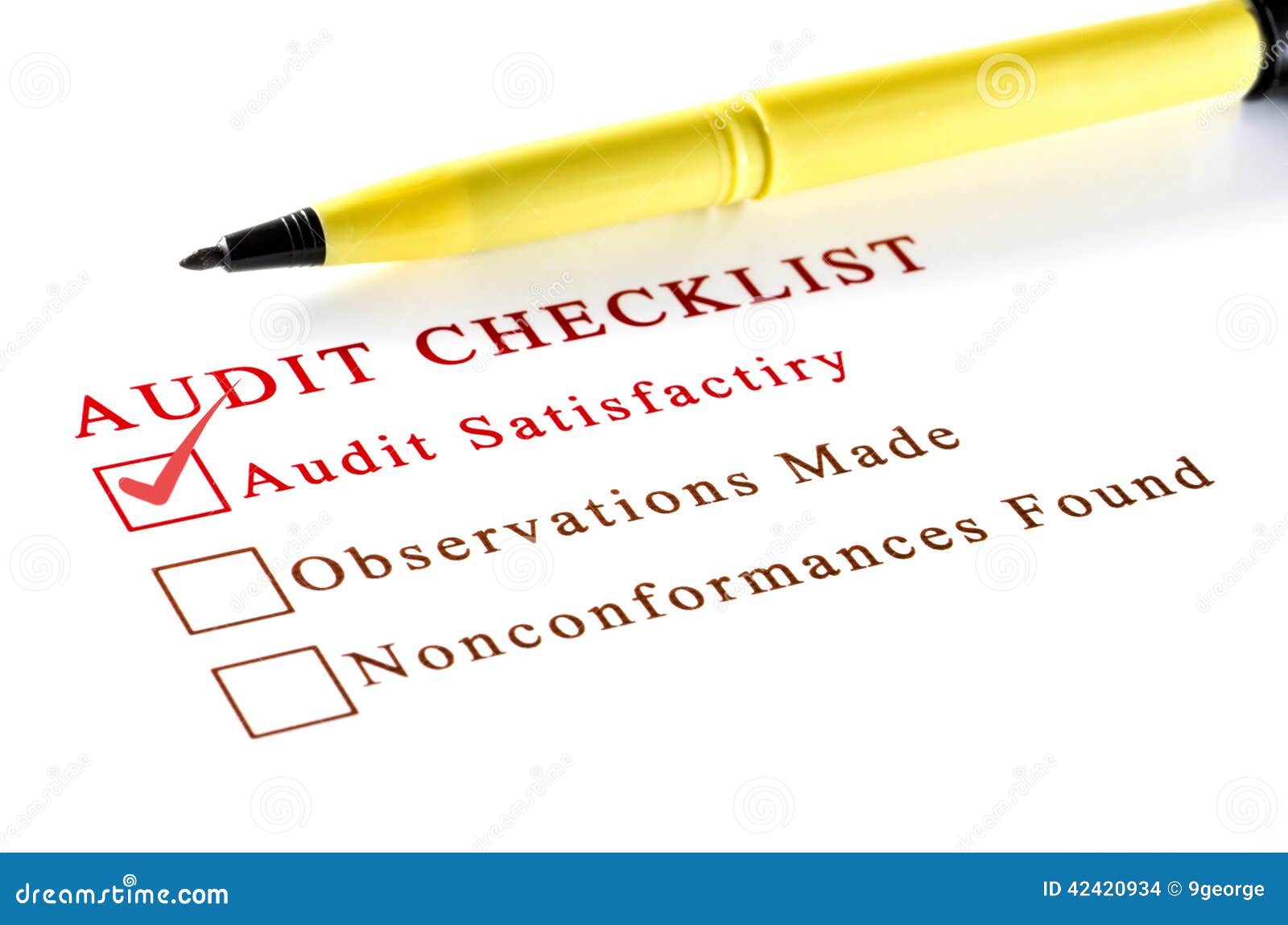 Audit Checklist, with Tick Against on White Paper. Stock Photo - Image ...