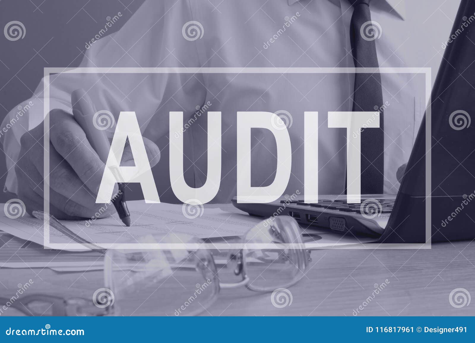 Audit Concept. Auditor Working with Ledger. Stock Illustration ...