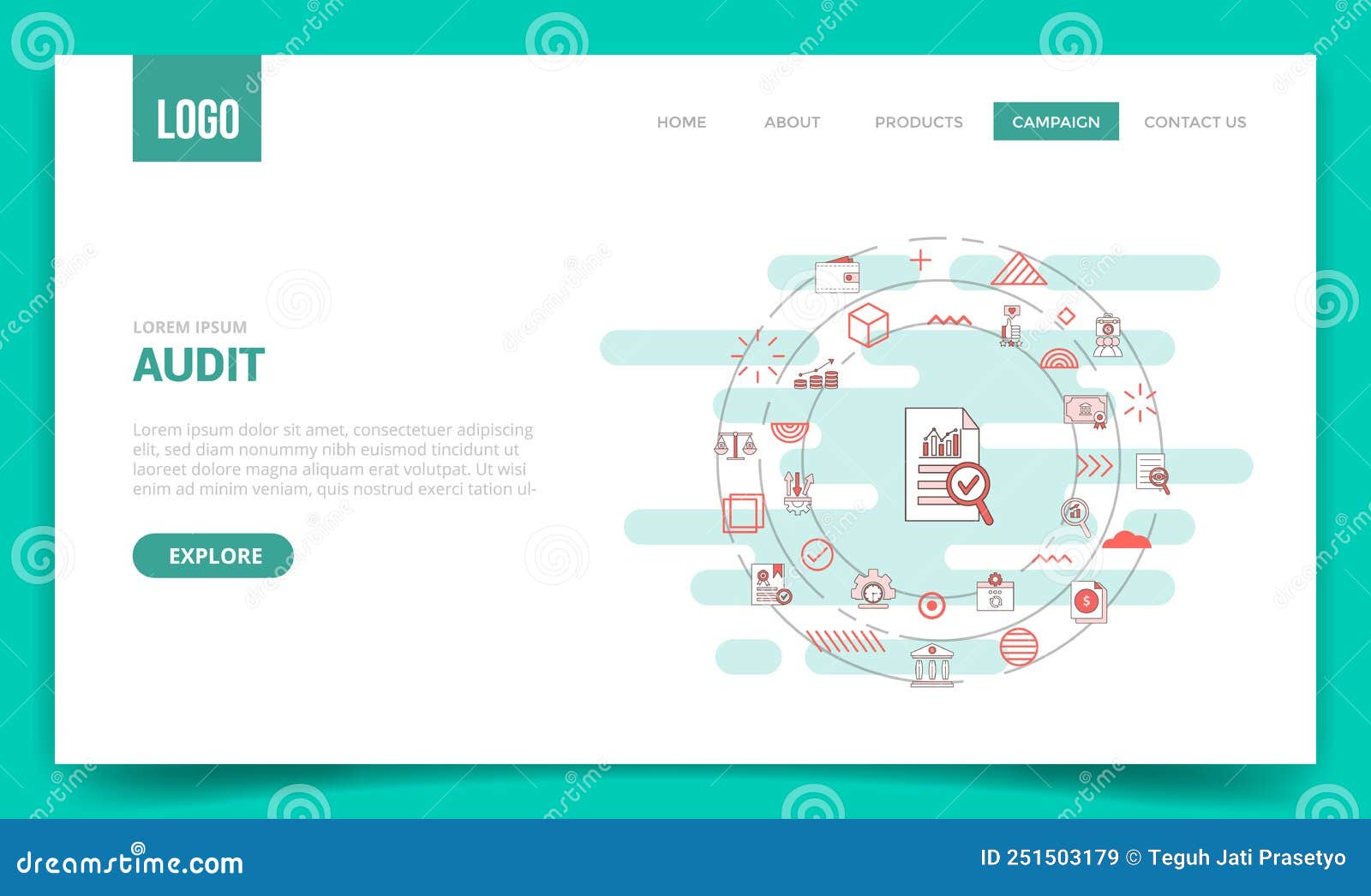 Audit Concept with Circle Icon for Website Template or Landing Page ...