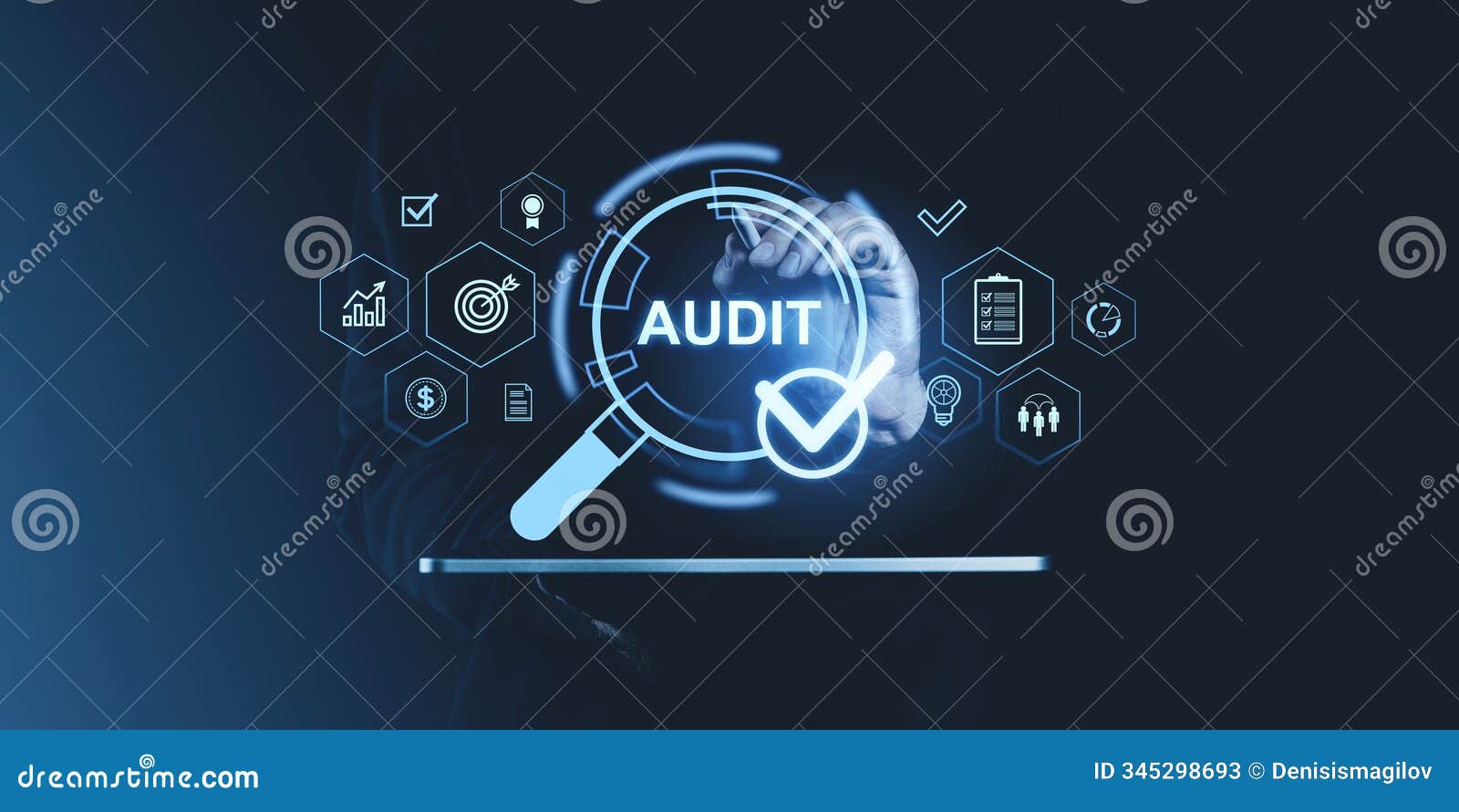 Audit Concept with Digital Icons and Checkbox Stock Image - Image of ...