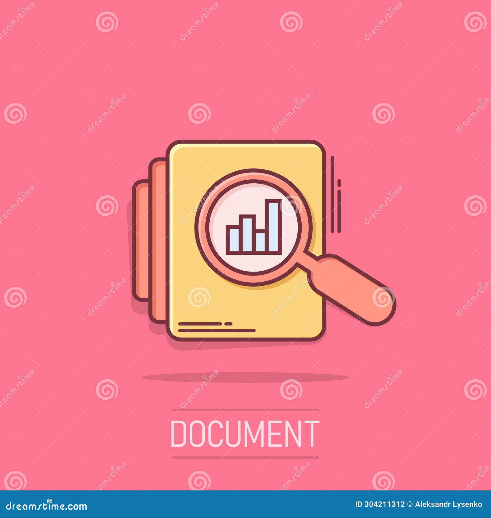 Audit Document Icon In Comic Style. Result Report Vector Cartoon ...