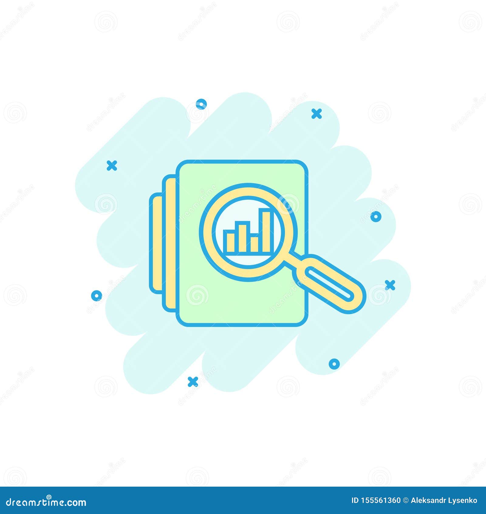 Audit Document Icon in Comic Style. Result Report Vector Cartoon ...