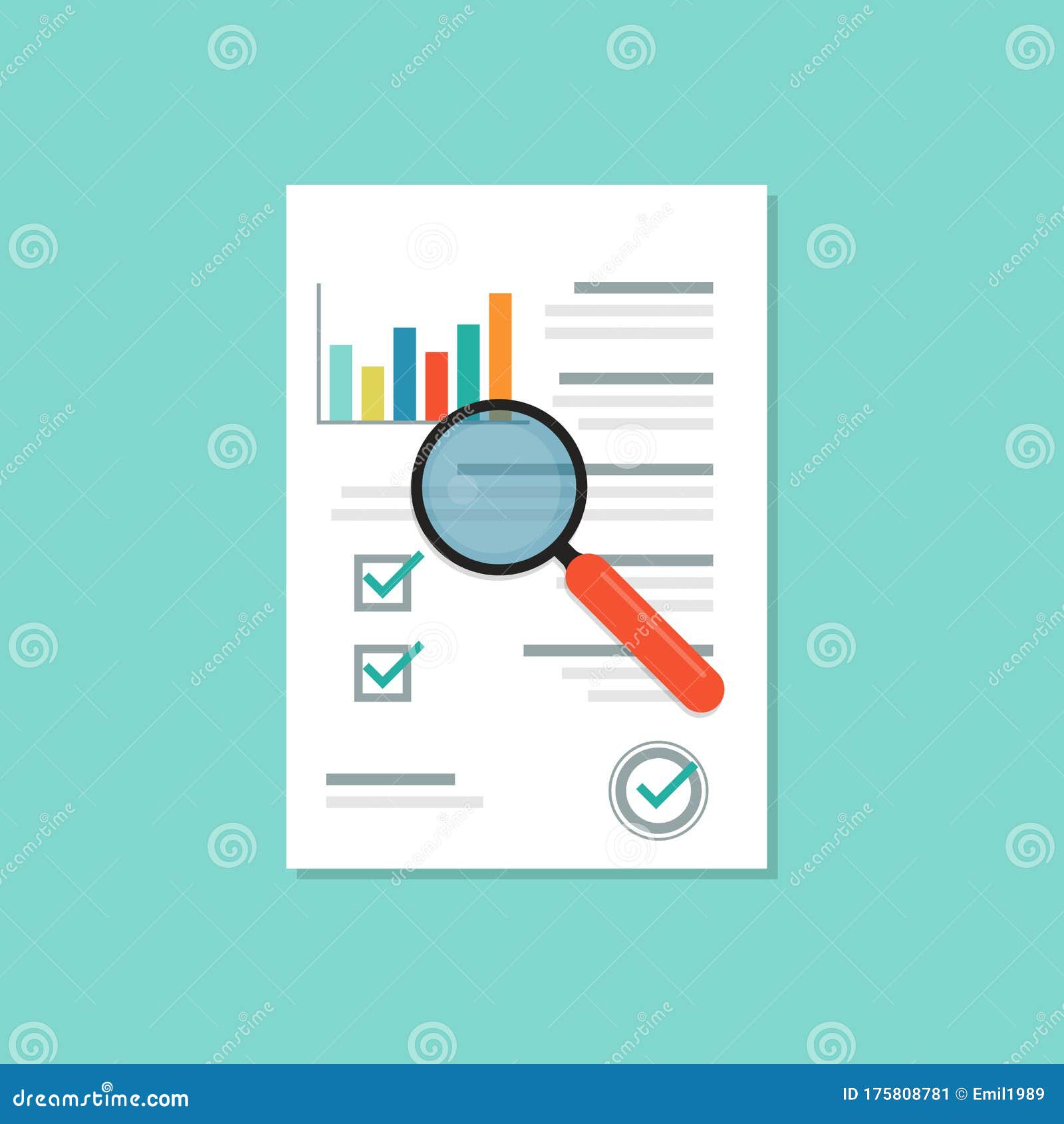 Audit Document Icon with Shadow Stock Illustration - Illustration of ...