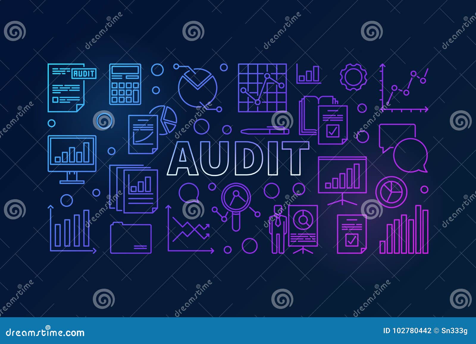 Audit Horizontal Vector Colorful Banner Stock Vector - Illustration of ...