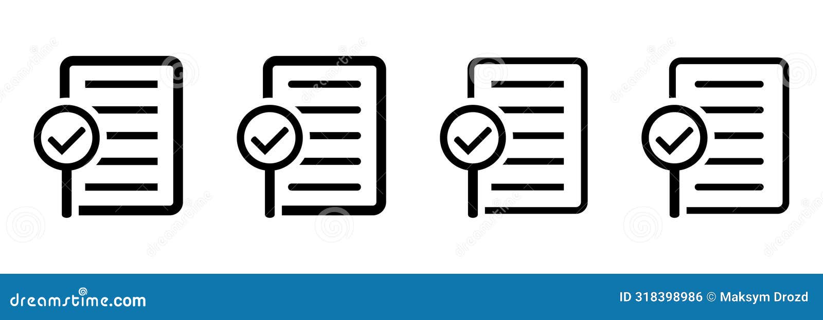 Audit Icon. Document Icon with Magnifying Glass and Check Mark. Stock ...