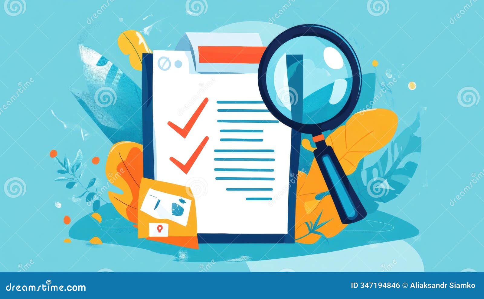 Audit Icon Featuring Magnifying Glass and Checklist in Flat Vector ...