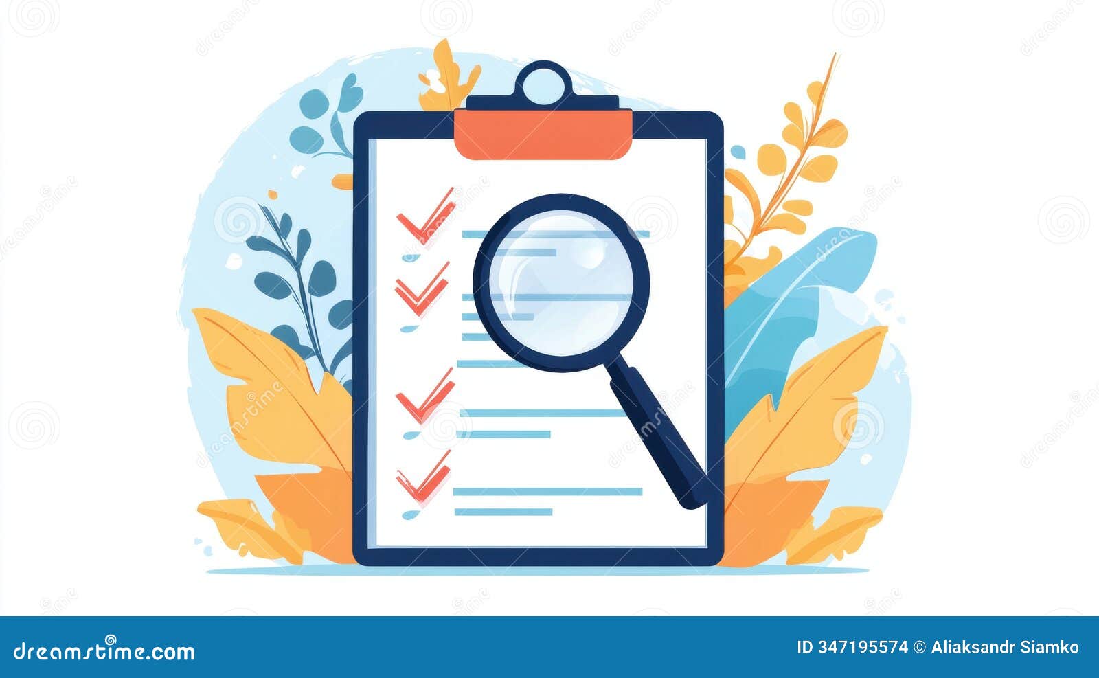 Audit Icon Featuring Magnifying Glass and Checklist in Flat Vector ...