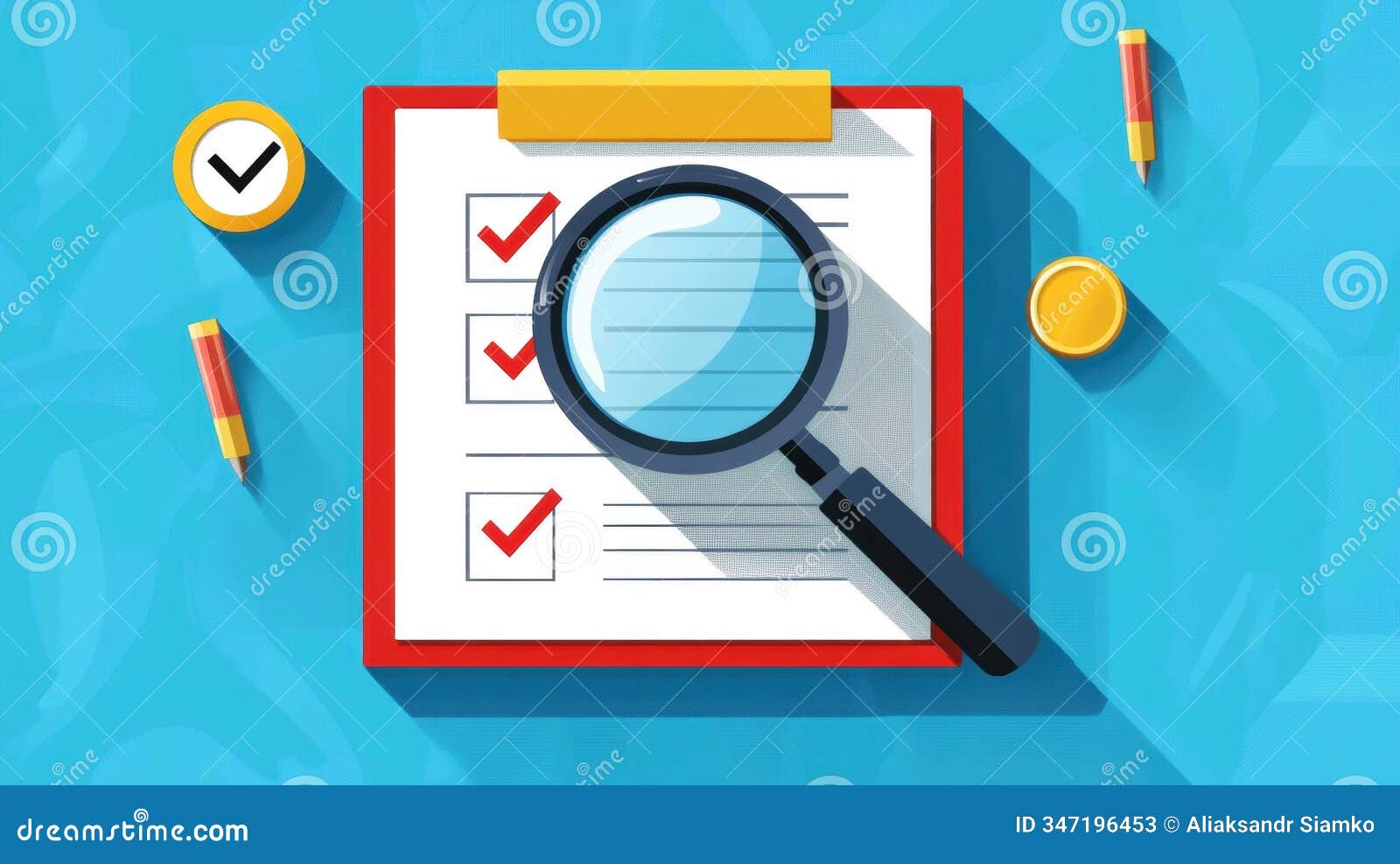 Audit Icon Featuring Magnifying Glass and Checklist in Flat Vector ...