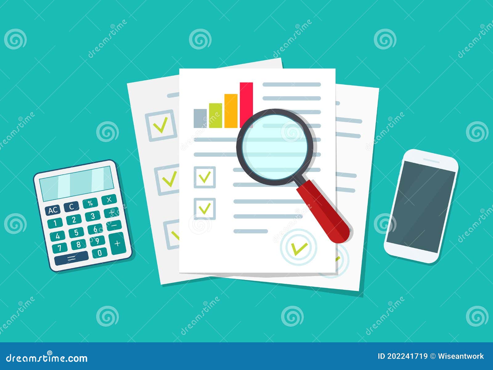 Audit Icon. Financial Research and Report. Document with Verification ...