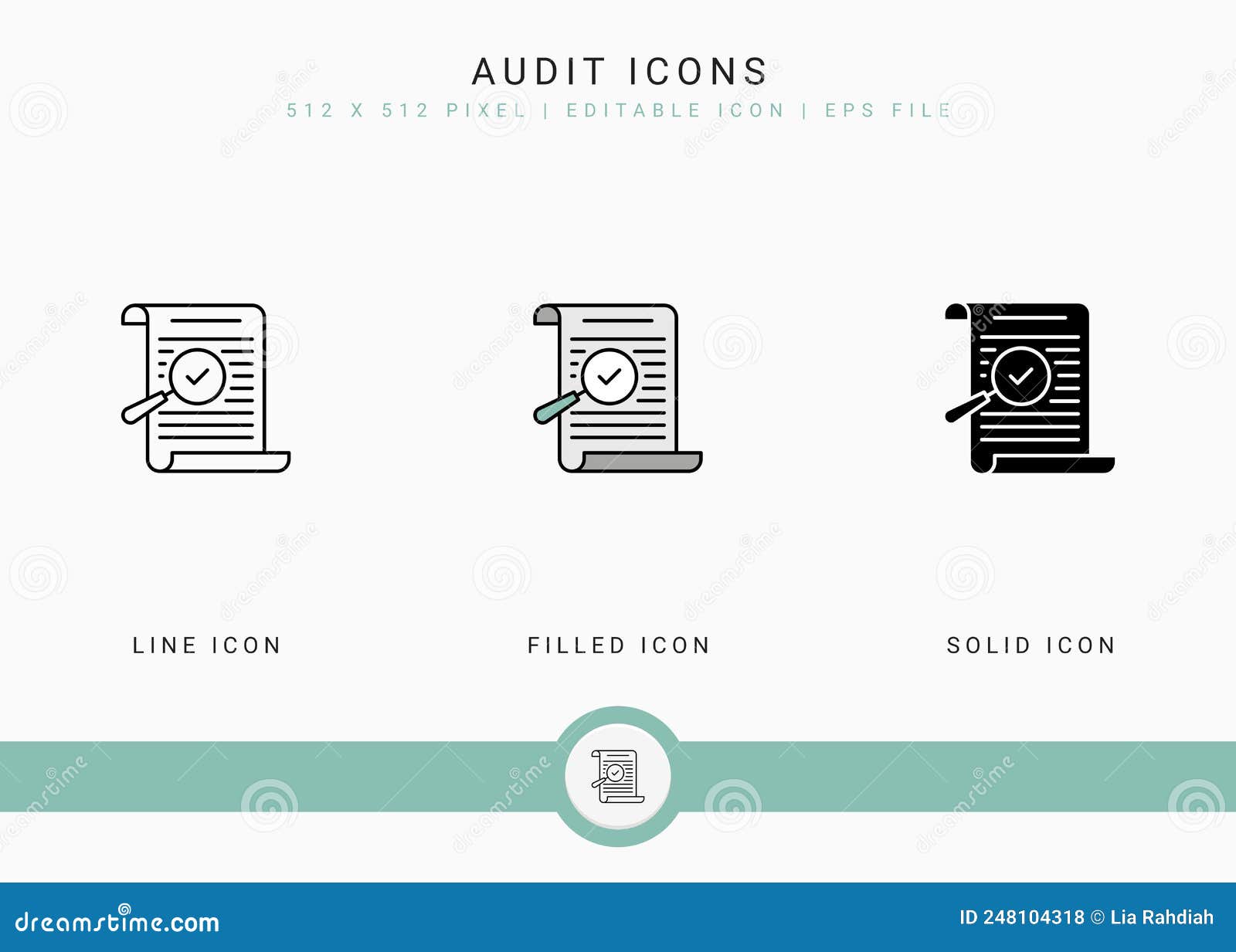 Audit Icons Set Vector Illustration with Solid Icon Line Style ...