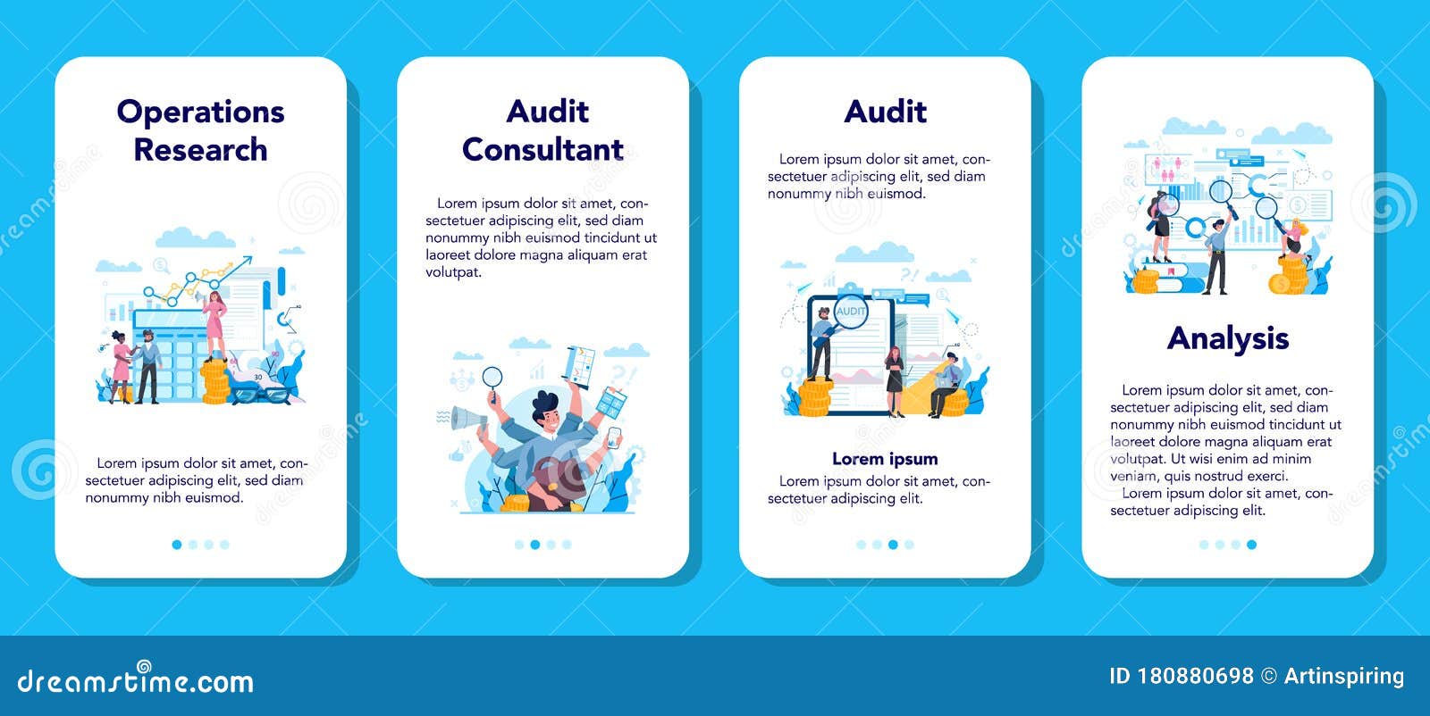 Audit Mobile Application Banner Set. Business Operation Research Stock ...