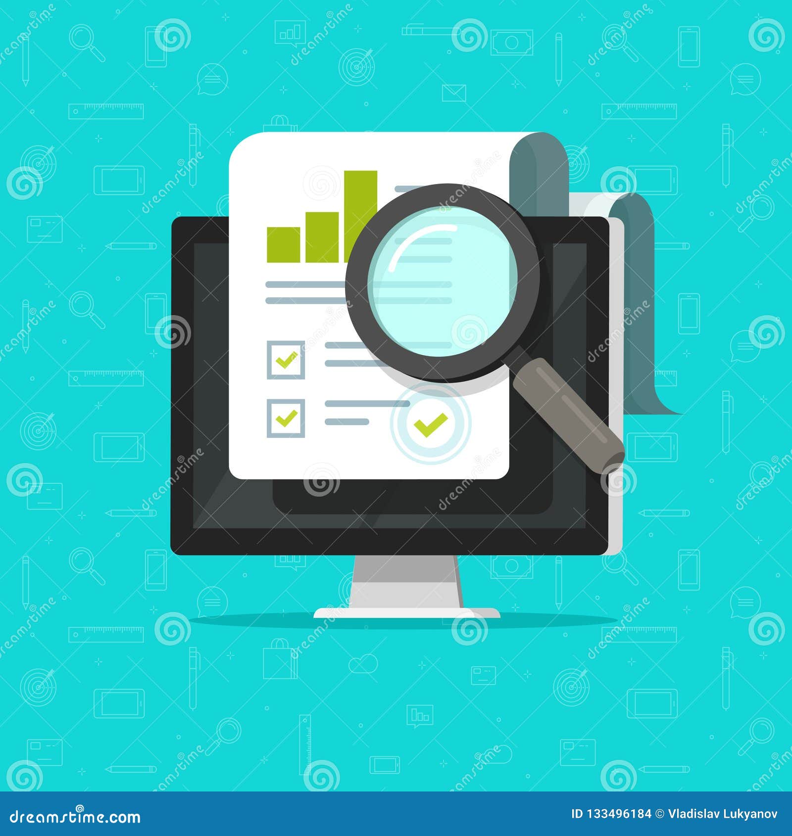 Audit Research on Computer Vector, Flat Cartoon Big Paper Financial ...