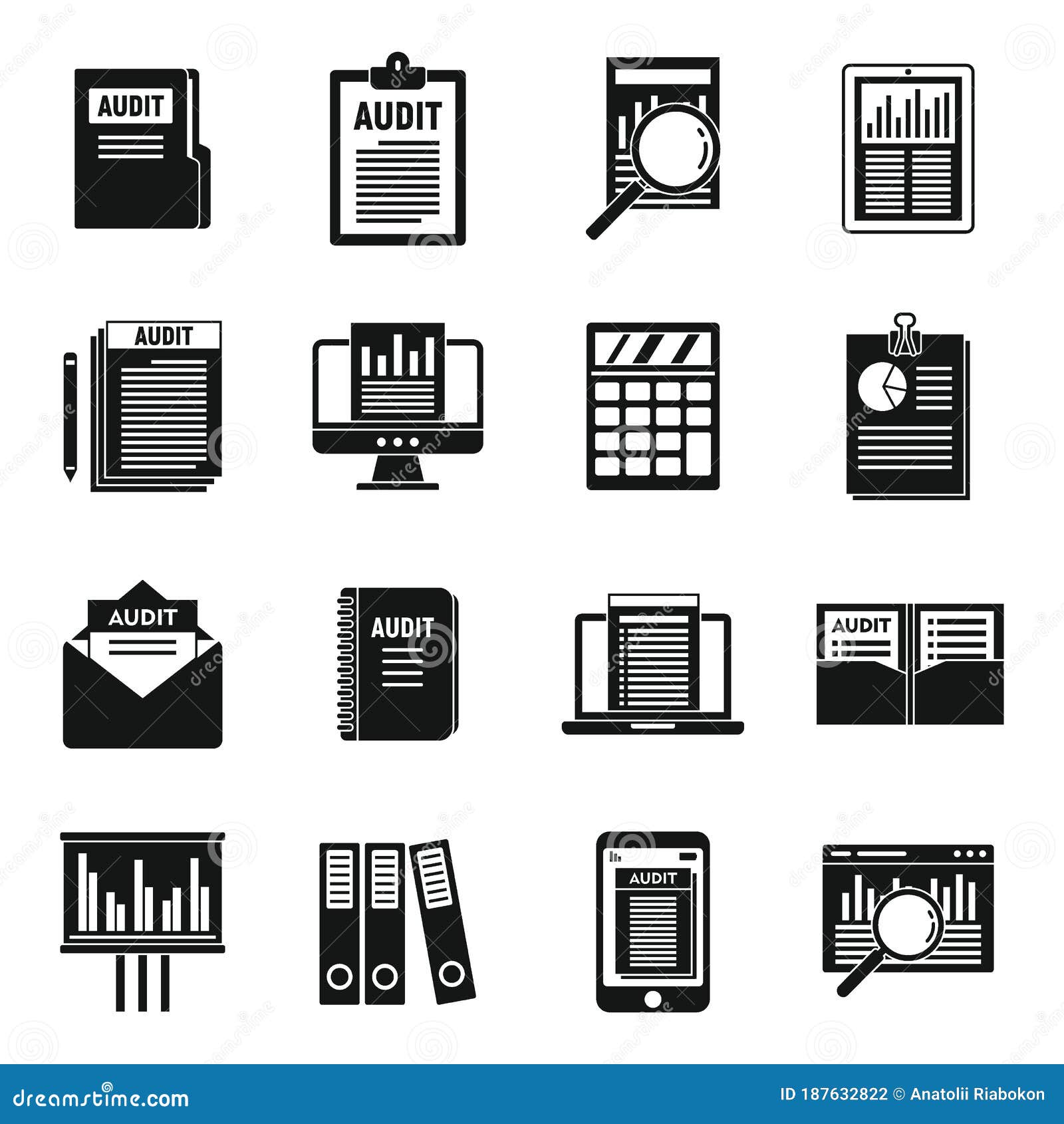 Audit Risk Icons Set, Simple Style Stock Vector - Illustration of ...