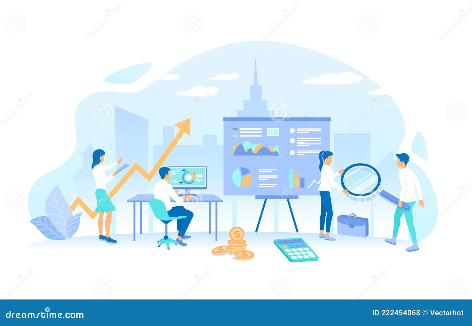 Audit Team Checks Information Data, Documents, Makes Calculations ...