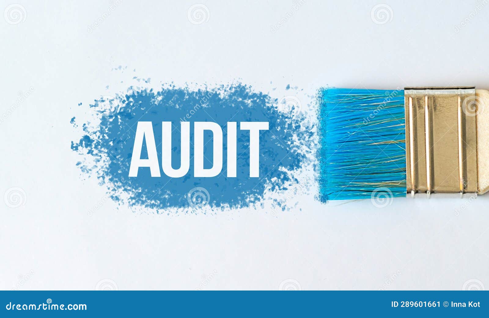 Audit Text on Blue Paint with Brush on White Background Stock Image ...