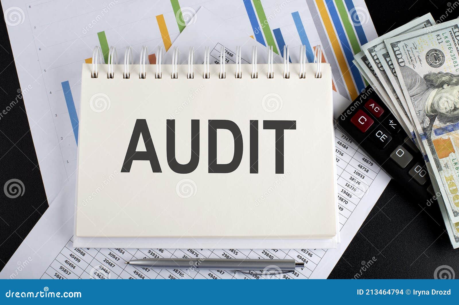 AUDIT Text Written on the Notebook with Chart,calculator and Dollars ...