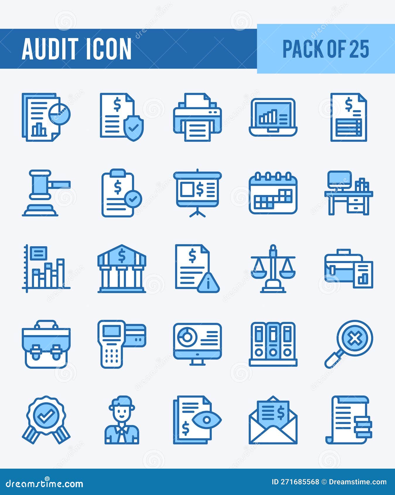 25 Audit. Two Color Icons Pack. Vector Illustration Stock Vector ...
