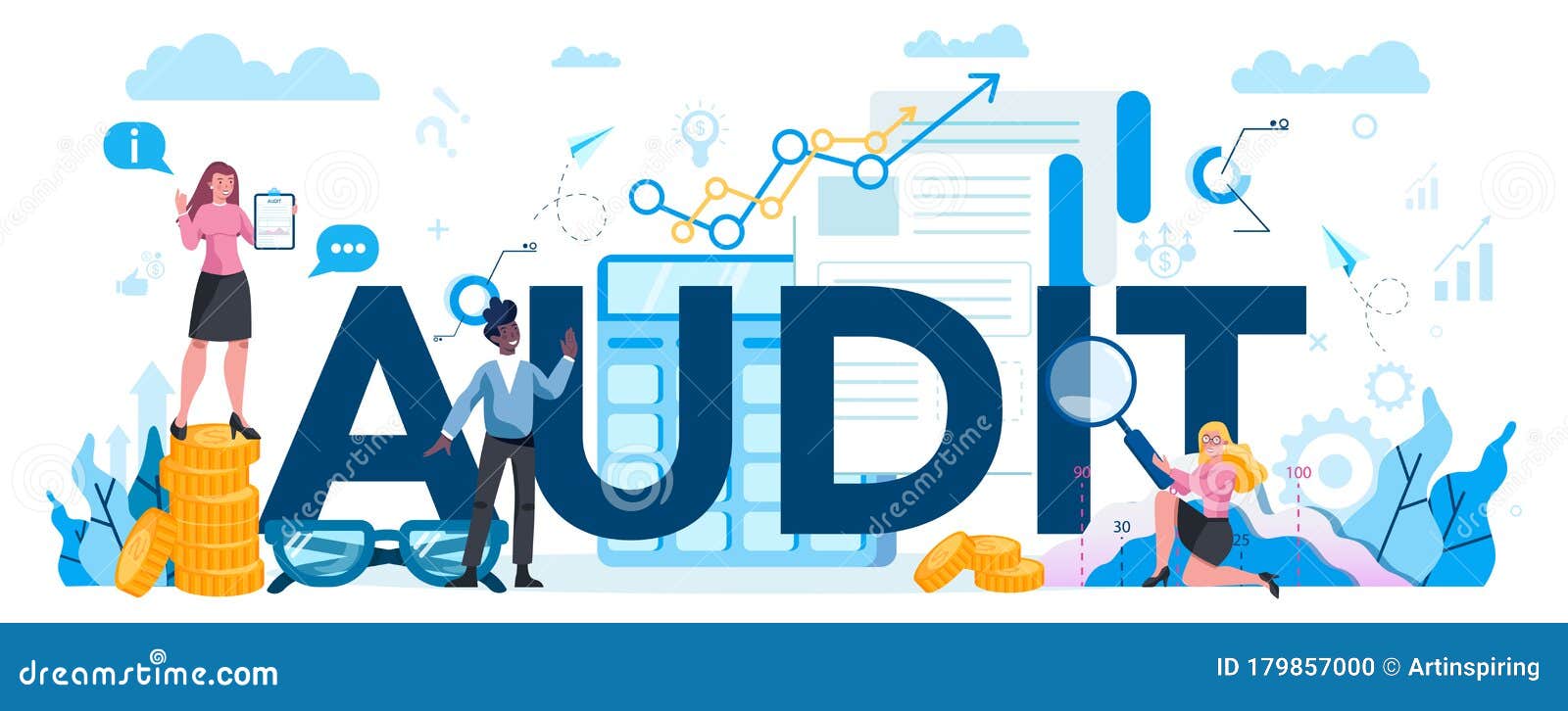 Audit Typographic Header Concept. Business Operation Research Stock ...