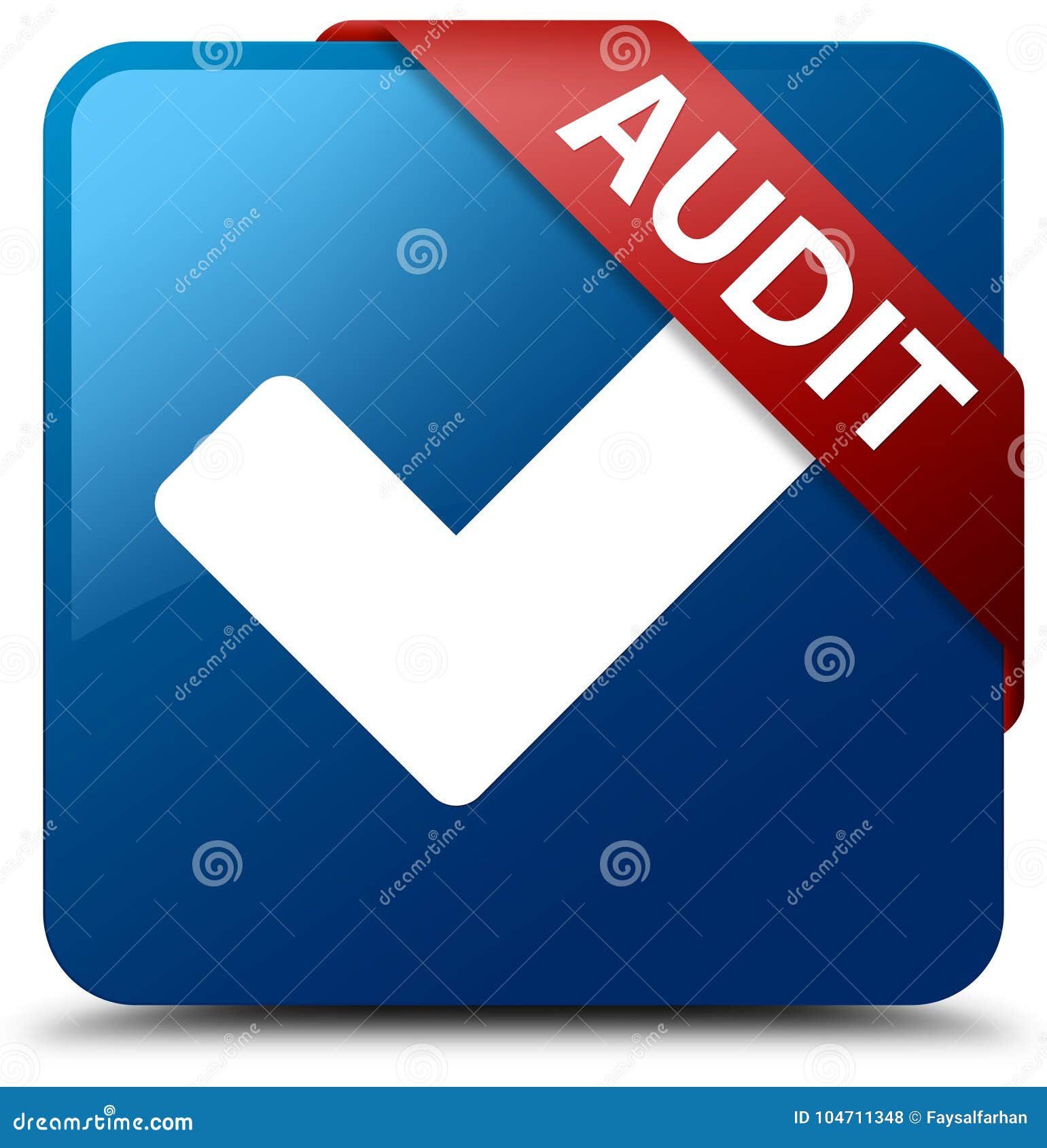 Audit (validate Icon) Blue Square Button Red Ribbon in Corner Stock ...