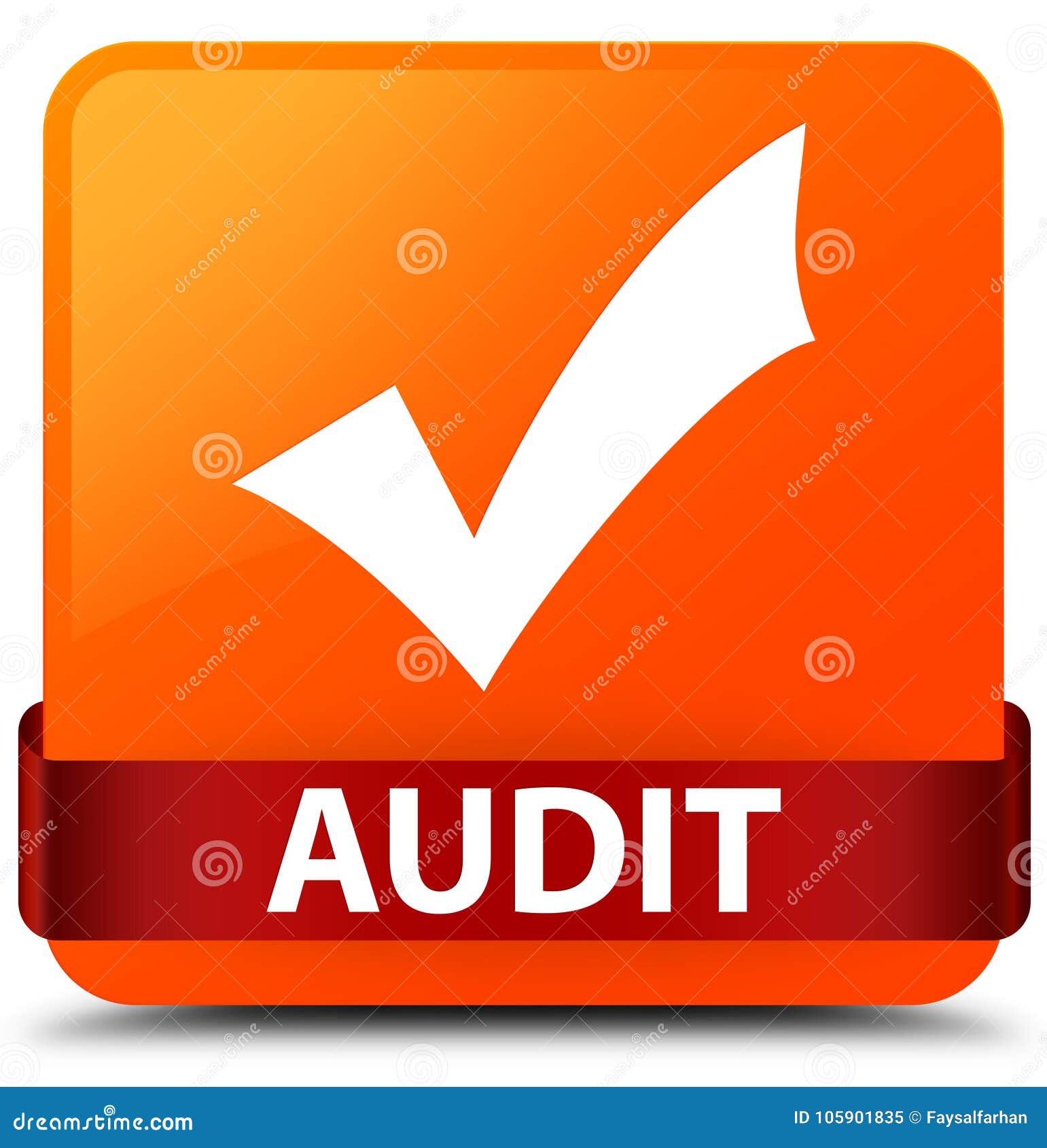 Audit (validate Icon) Orange Square Button Red Ribbon in Middle Stock ...
