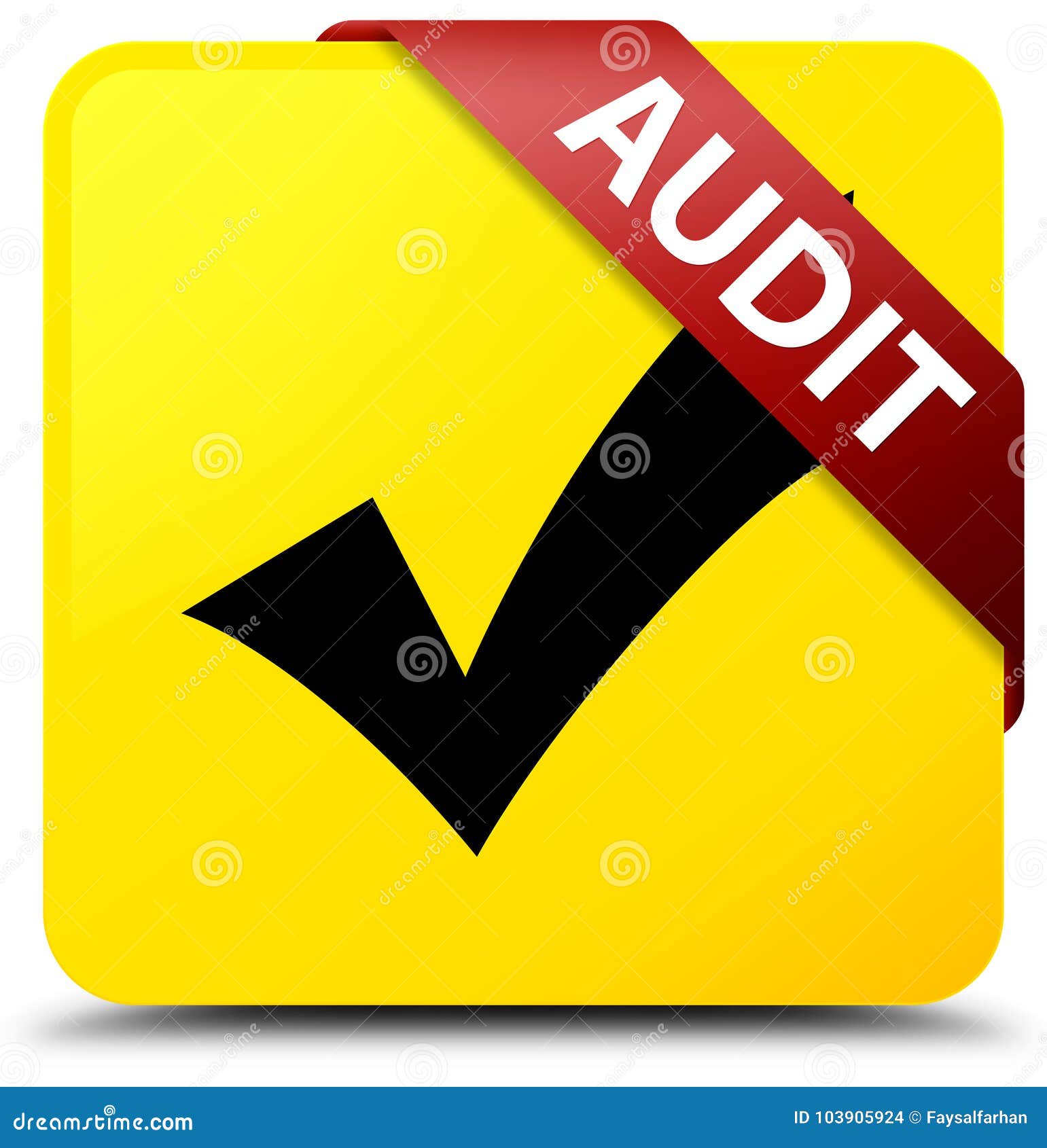 Audit (validate Icon) Yellow Square Button Red Ribbon in Corner Stock ...